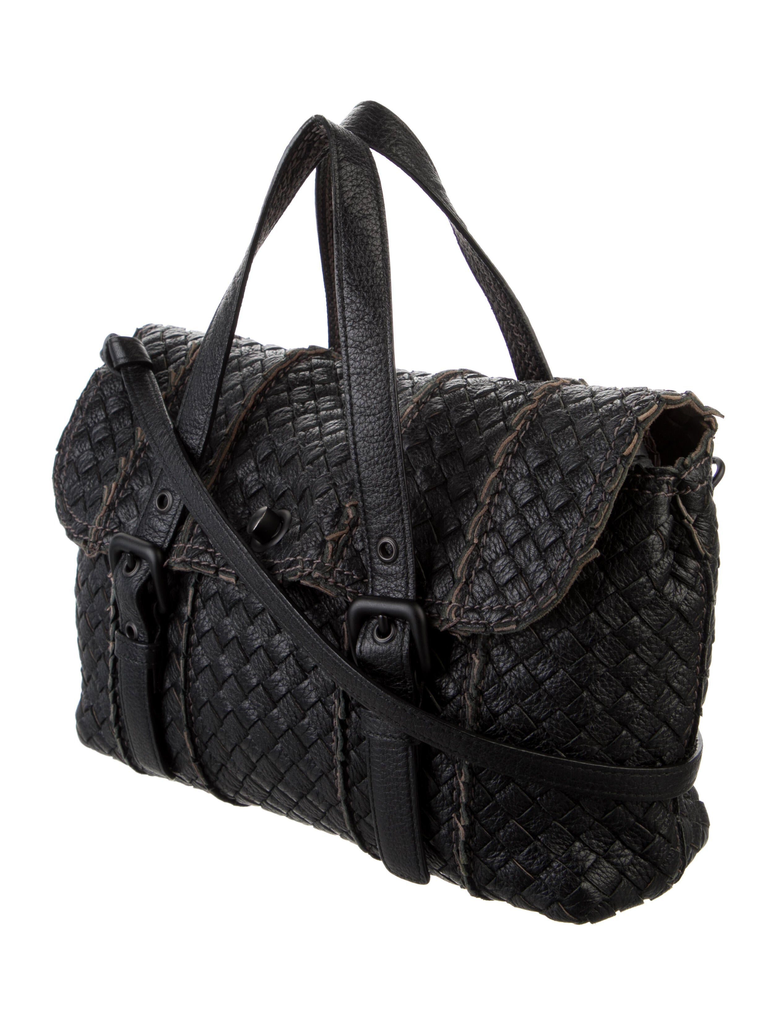 Bottega Veneta Cervo Intrecciato Handle Bag - Black Crossbody Bags ...