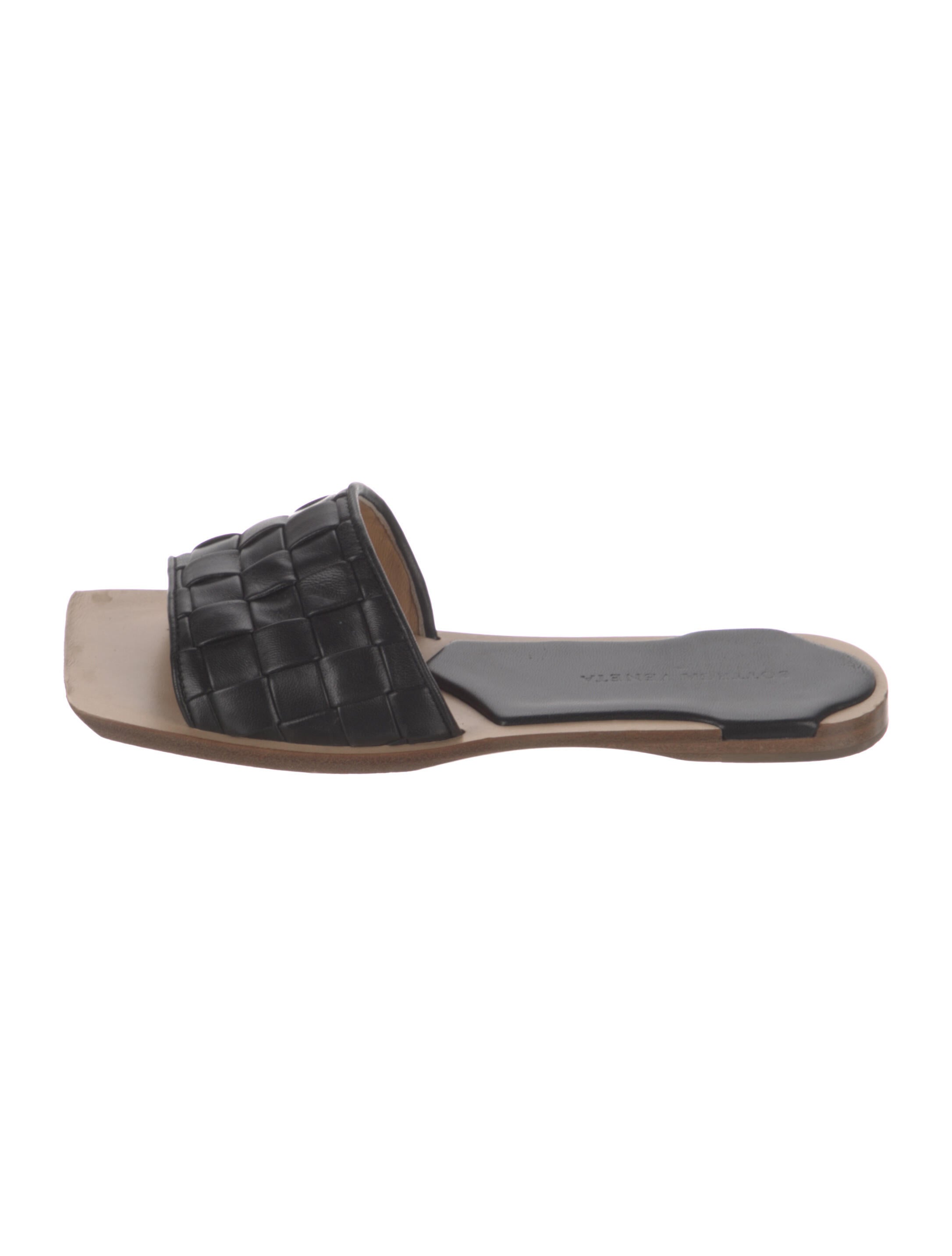 Bottega Veneta Intrecciato Weave Leather Slides - Black Sandals, Shoes ...