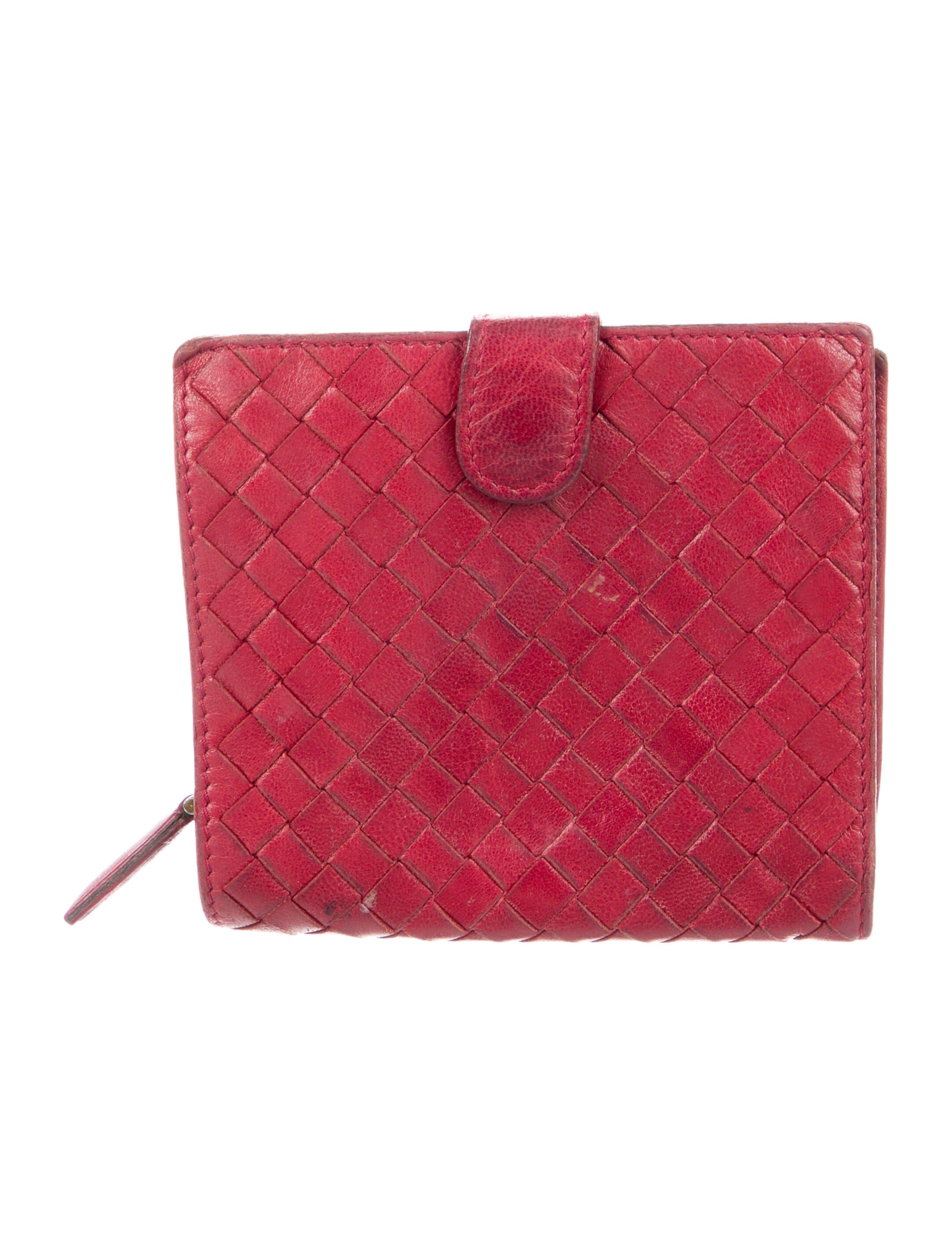 Bottega Veneta Vintage Intrecciato Weave Compact Wallet - Red Wallets ...