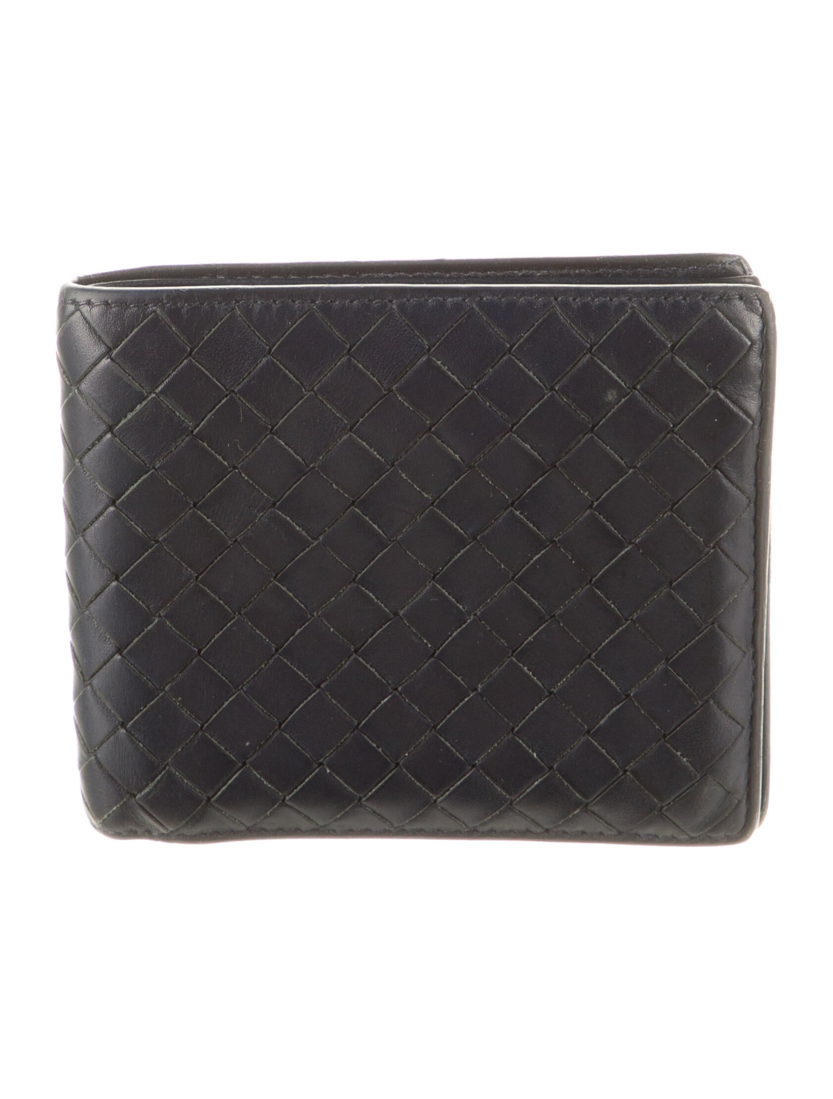 Bottega Veneta Intrecciato Weave Leather Bifold Wallet - Blue Wallets ...