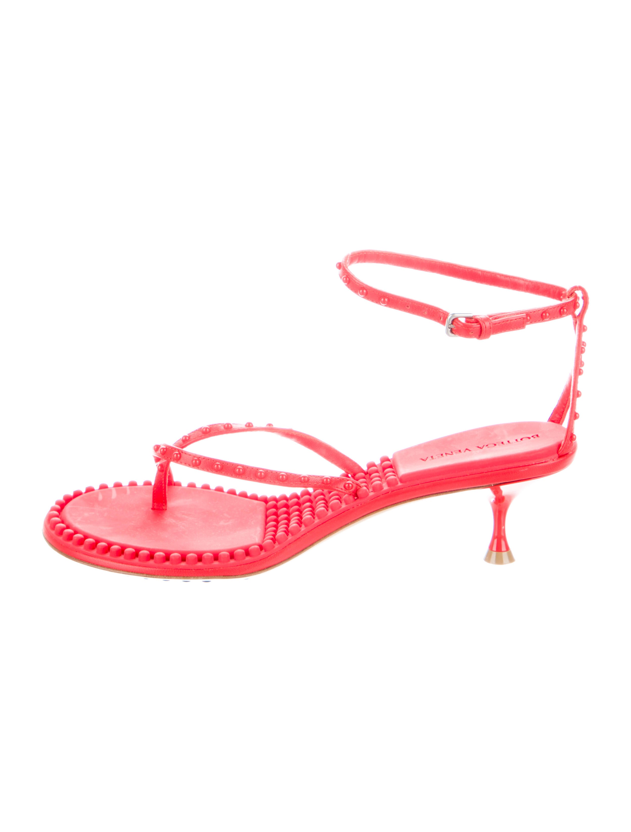 Bottega Veneta Leather Studded Accents Sandals - Red Sandals, Shoes ...