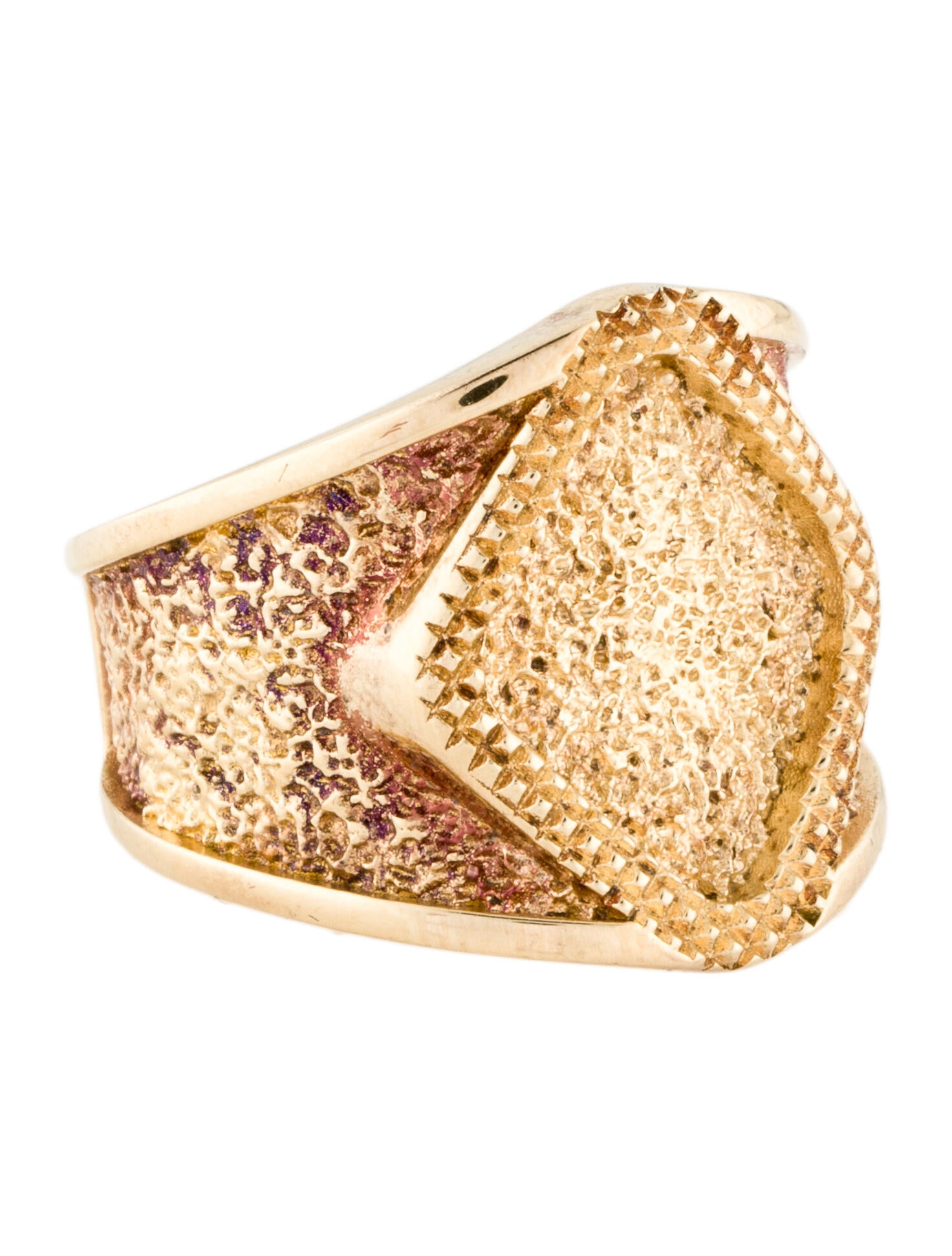 Bottega Veneta Rhombus Thick Ring - 18K Yellow Gold-Plated Cocktail ...