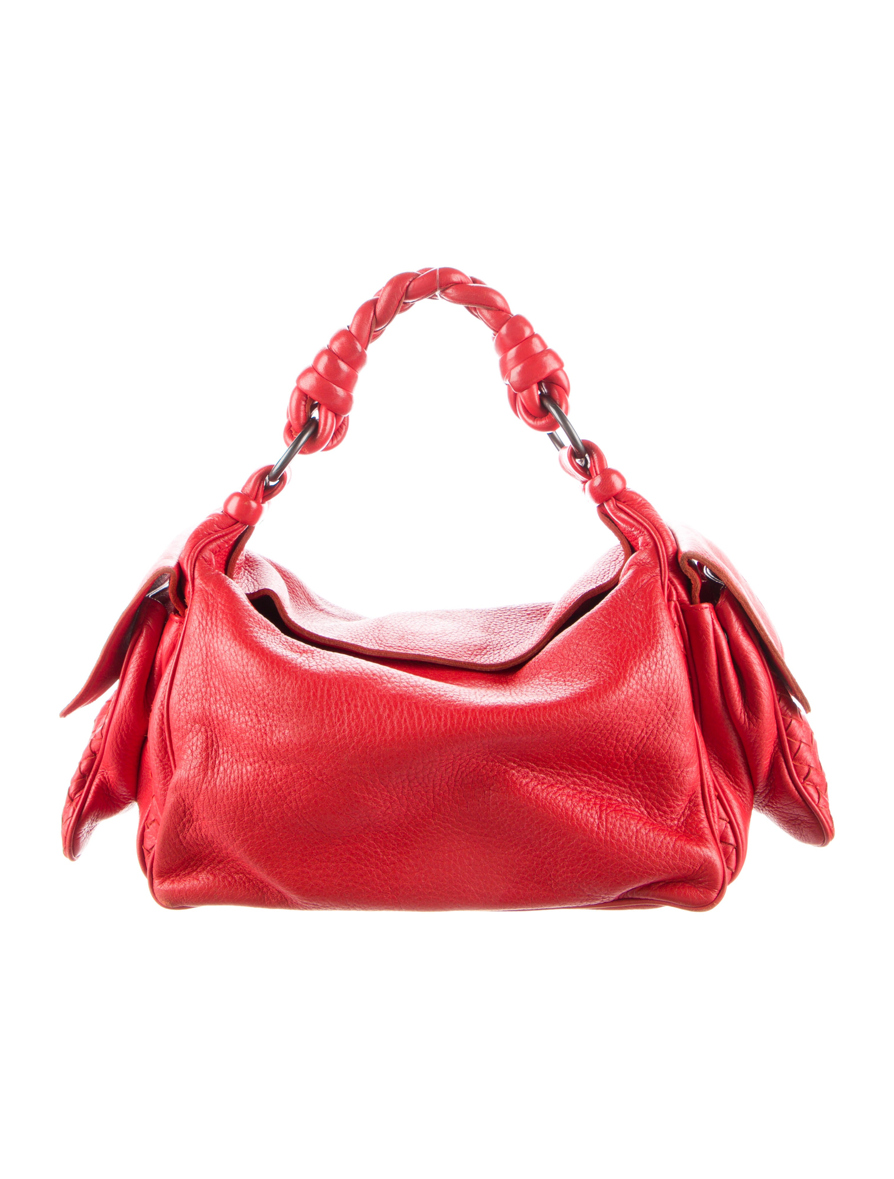 Bottega Veneta Intrecciato-Trimmed Cervo Cocker Hobo - Red Hobos ...