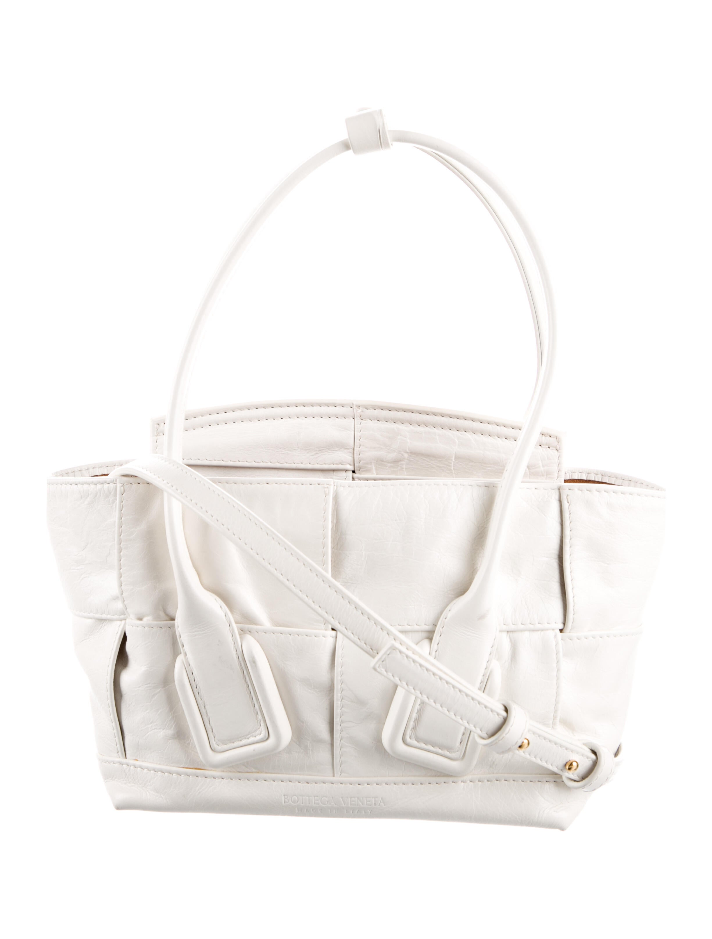 Bottega Veneta Leather Mini Arco Handle Bag w/ Strap - White Handle ...
