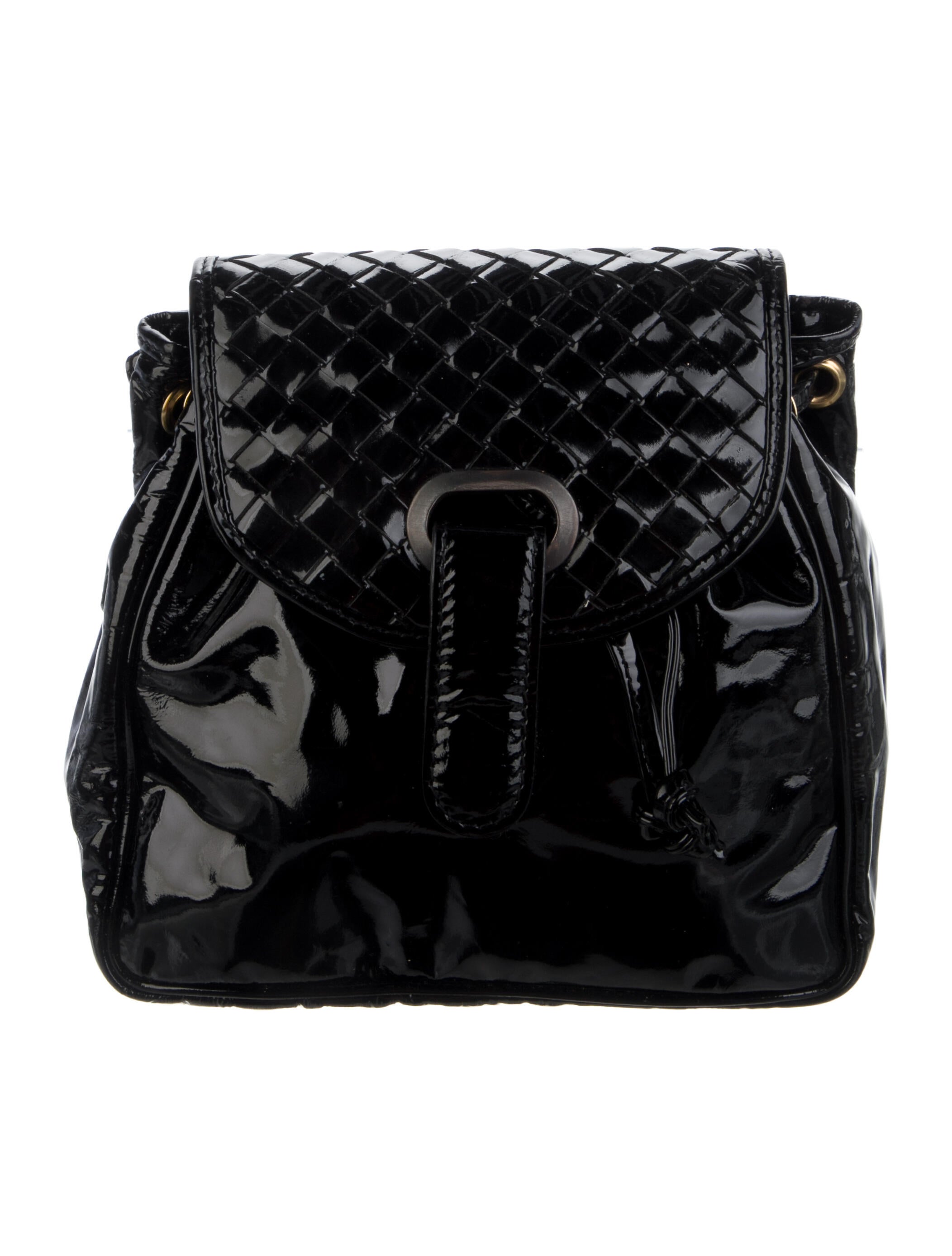 Bottega Veneta Vintage Patent Leather Backpack - Black Backpacks ...