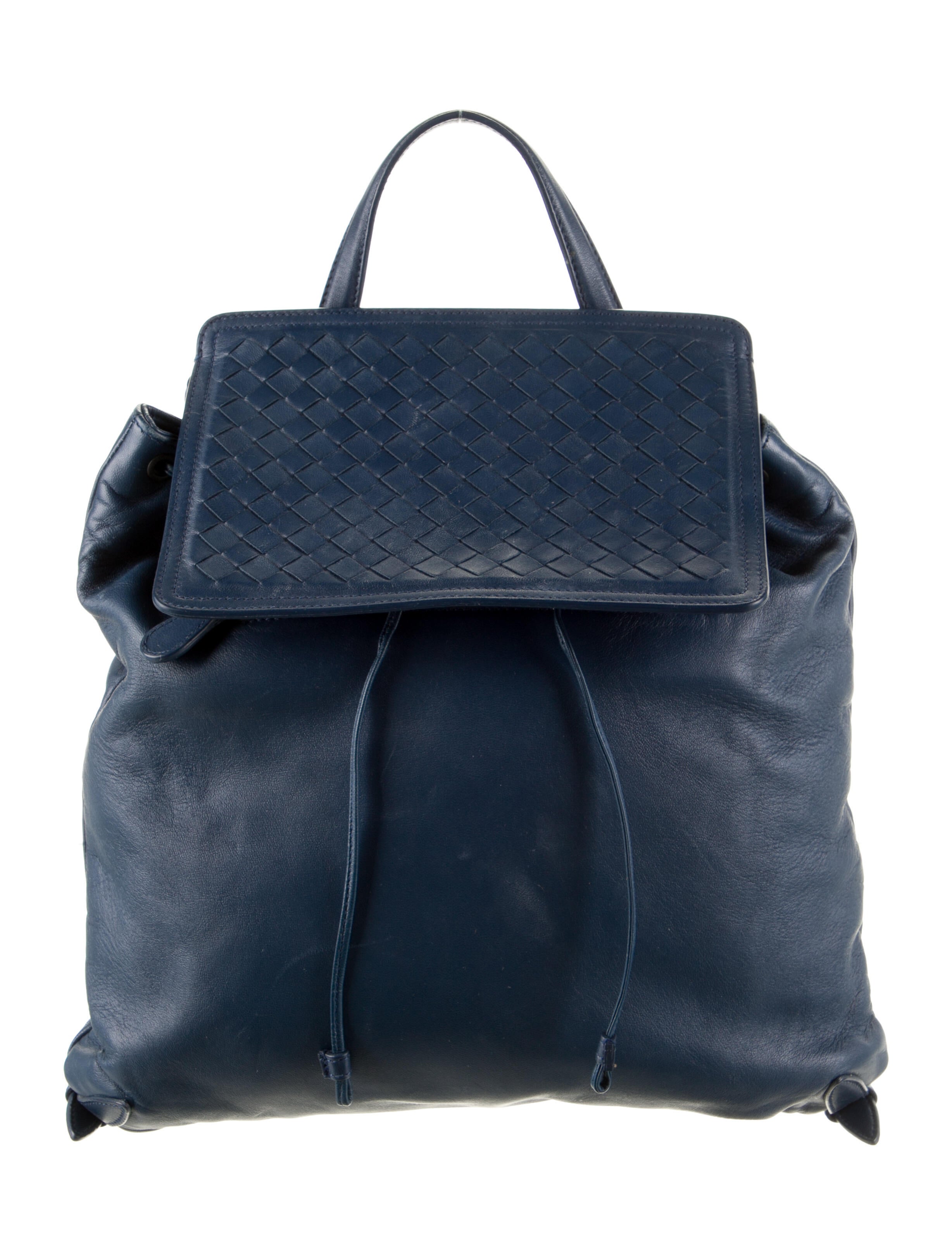 Bottega Veneta Vintage Intrecciato-Trimmed Leather Backpack - Blue ...