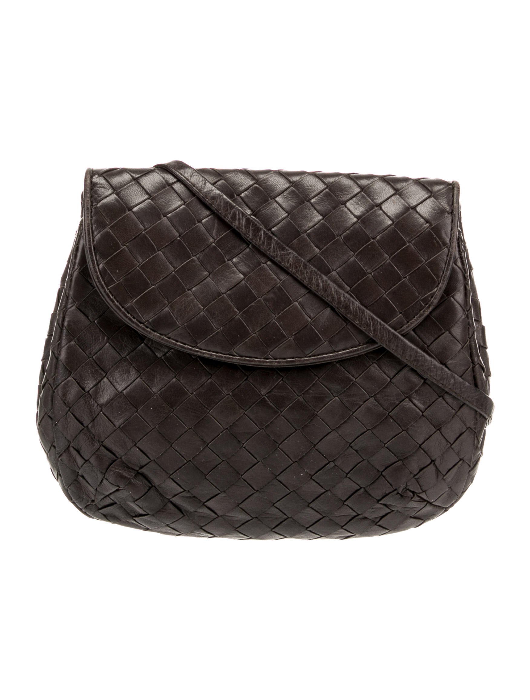 Bottega Veneta Vintage Intrecciato Flap Crossbody Bag - Brown Crossbody ...