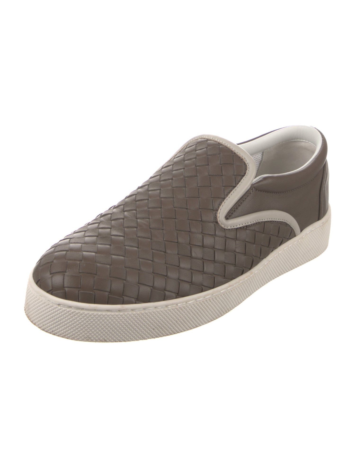 Bottega Veneta Intrecciato Weave Leather Sneakers - Neutrals Sneakers ...