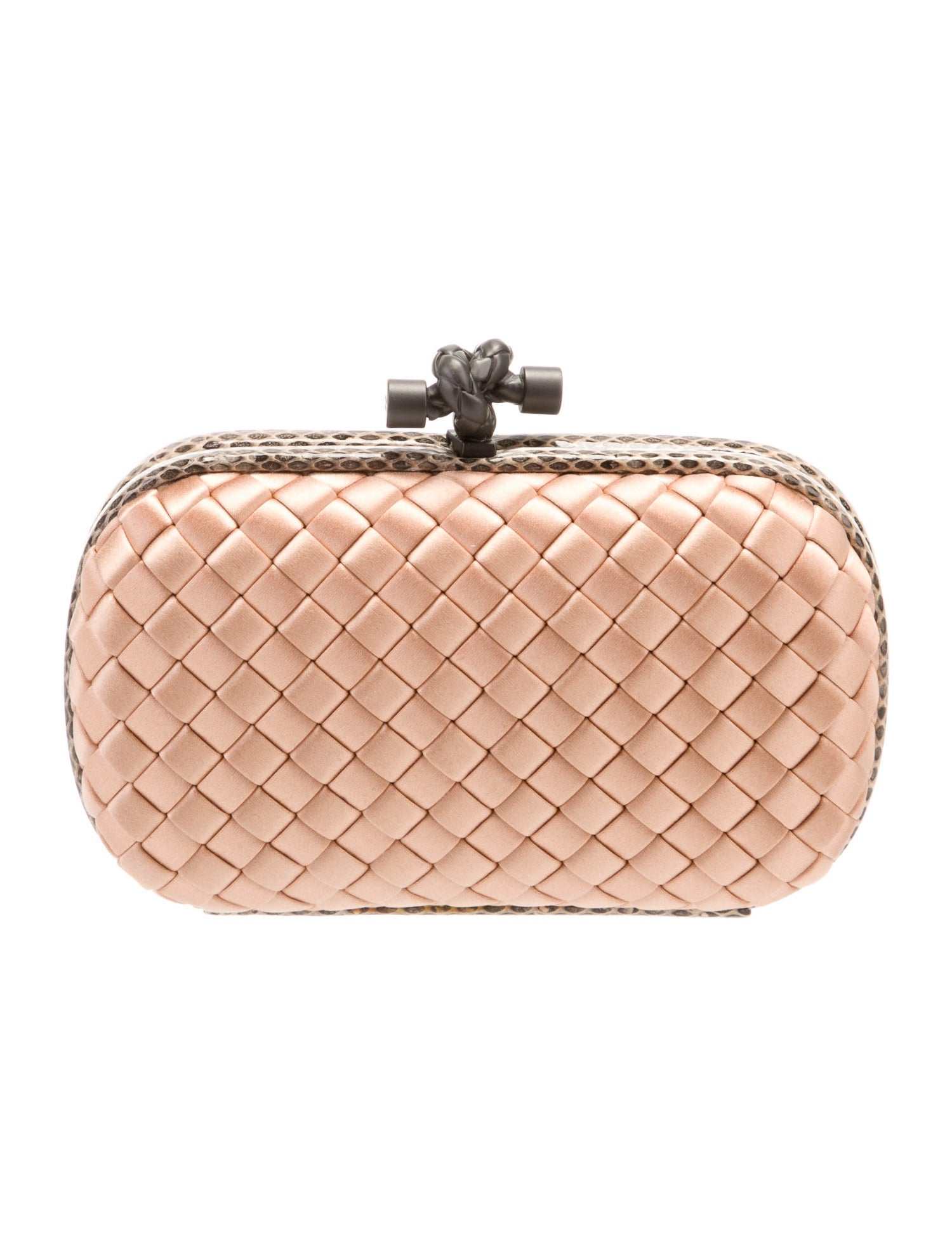 Bottega Veneta Ayers-Trimmed Intrecciato Knot Clutch - Pink Clutches ...