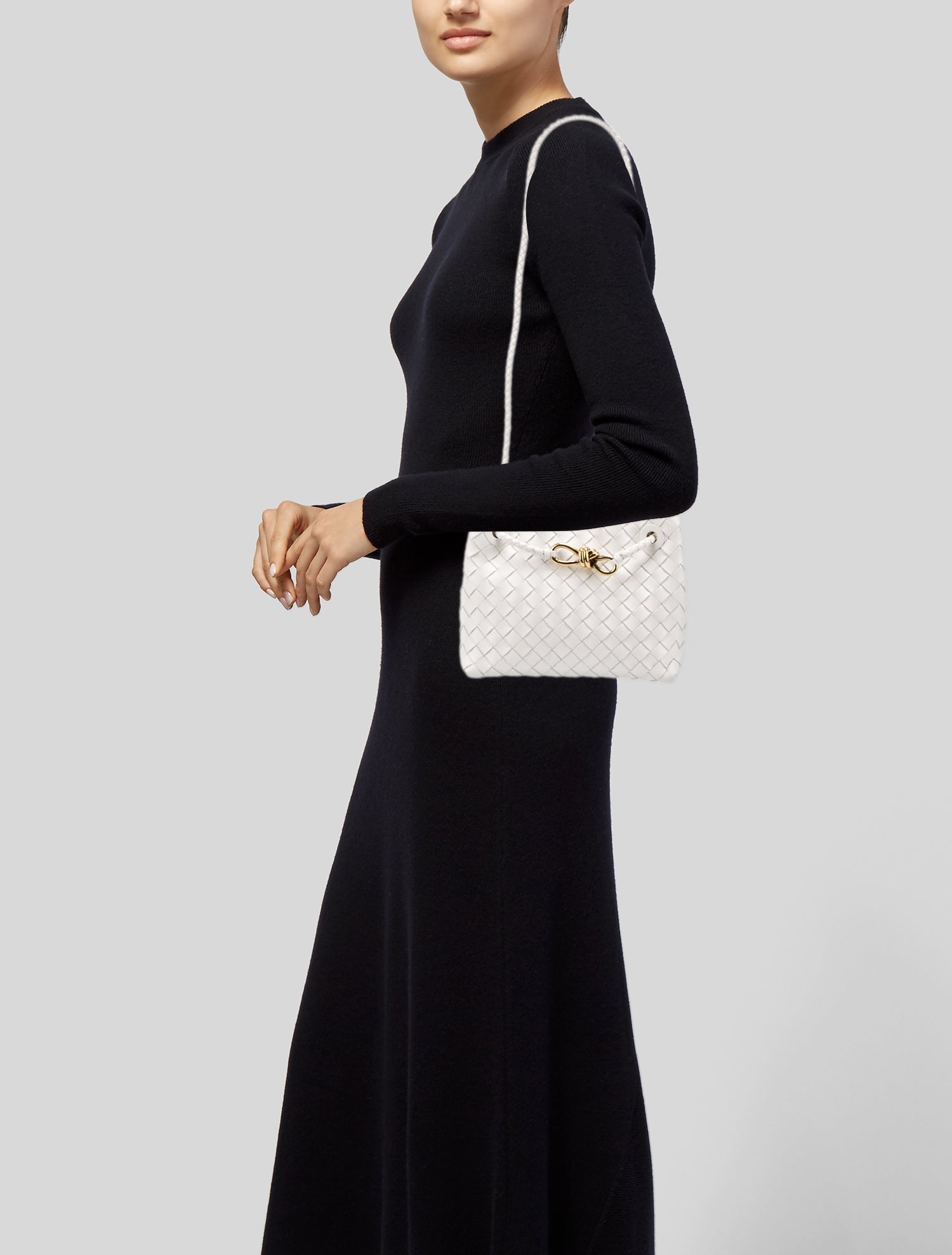 Bottega Veneta Intrecciato Small Andiamo Bag - White Handle Bags ...