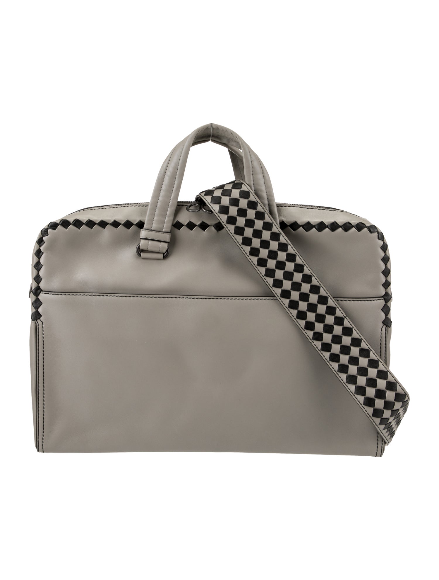 Bottega Veneta Intrecciato-Trimmed Briefcase - Grey Briefcases, Bags ...