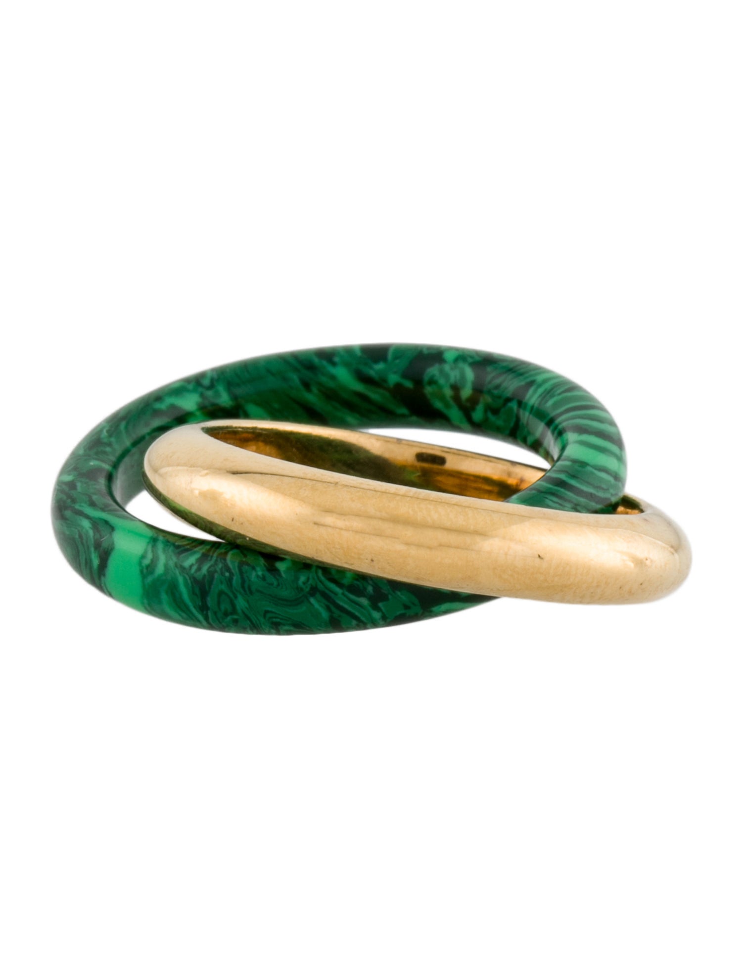 Bottega Veneta Stone Interlocking Rolling Ring - Green, Vermeil Rolling ...