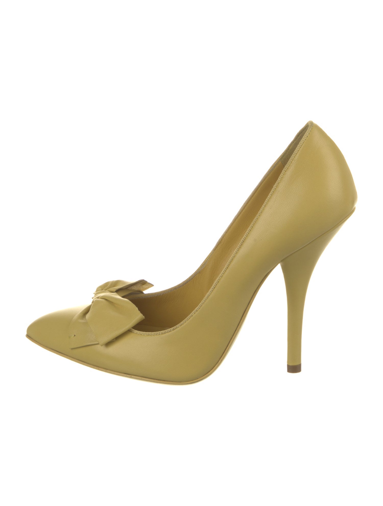 Bottega Veneta Leather Bow Accents Pumps - Yellow Pumps, Shoes ...