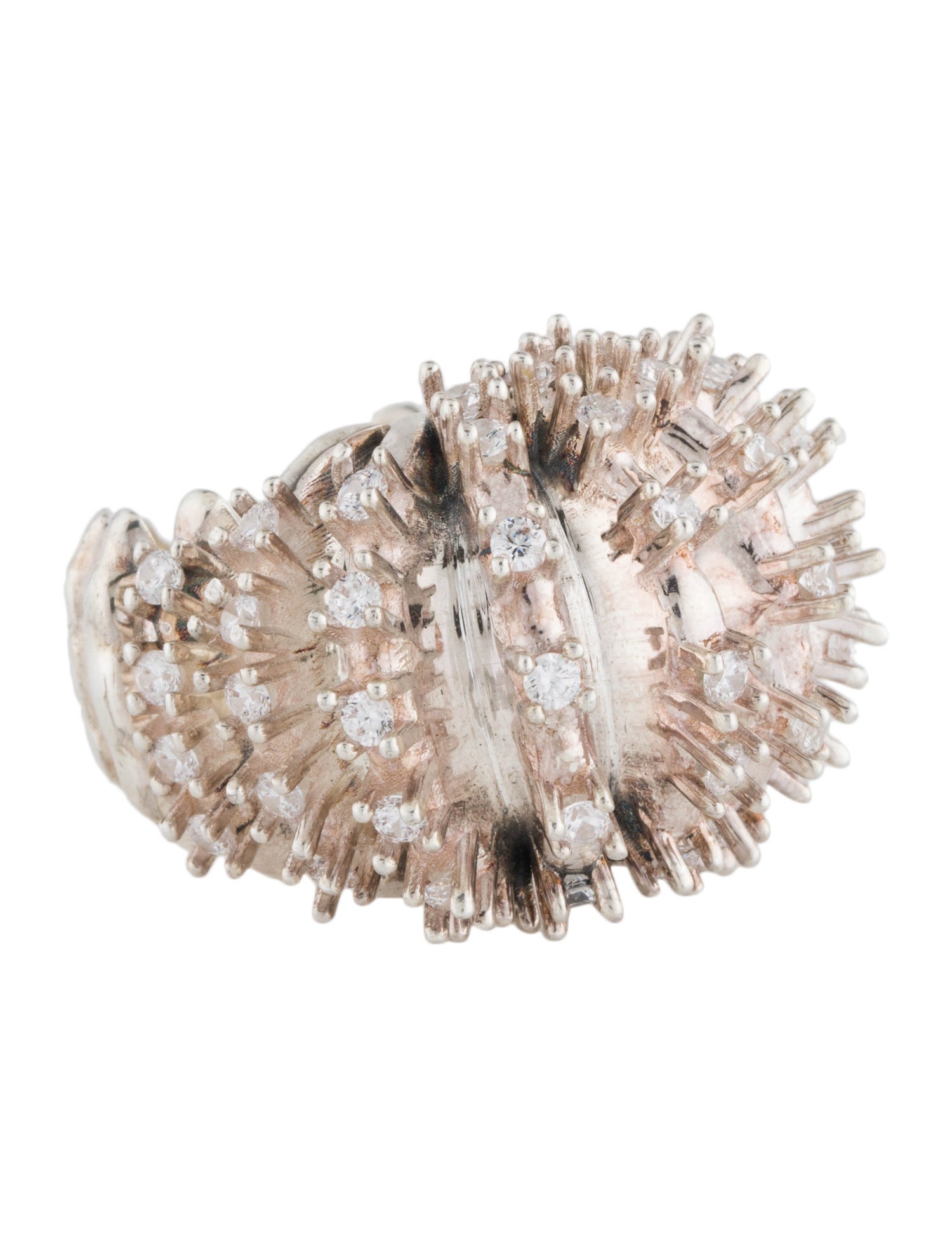 Bottega Veneta Interecciato Ball Cocktail Ring - White, Sterling Silver ...