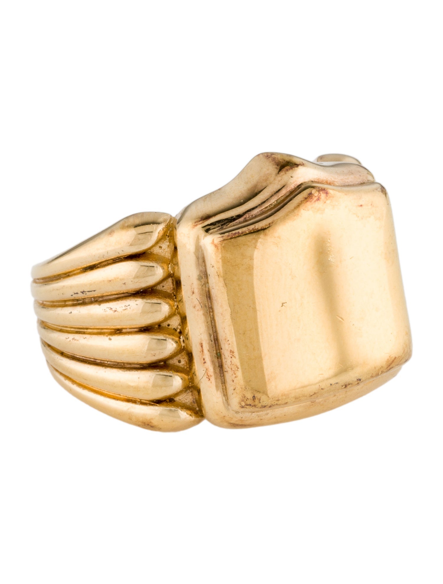 Ring 14K Diamond Round Signet Ring - 14K Yellow Gold Signet Ring, Rings ...