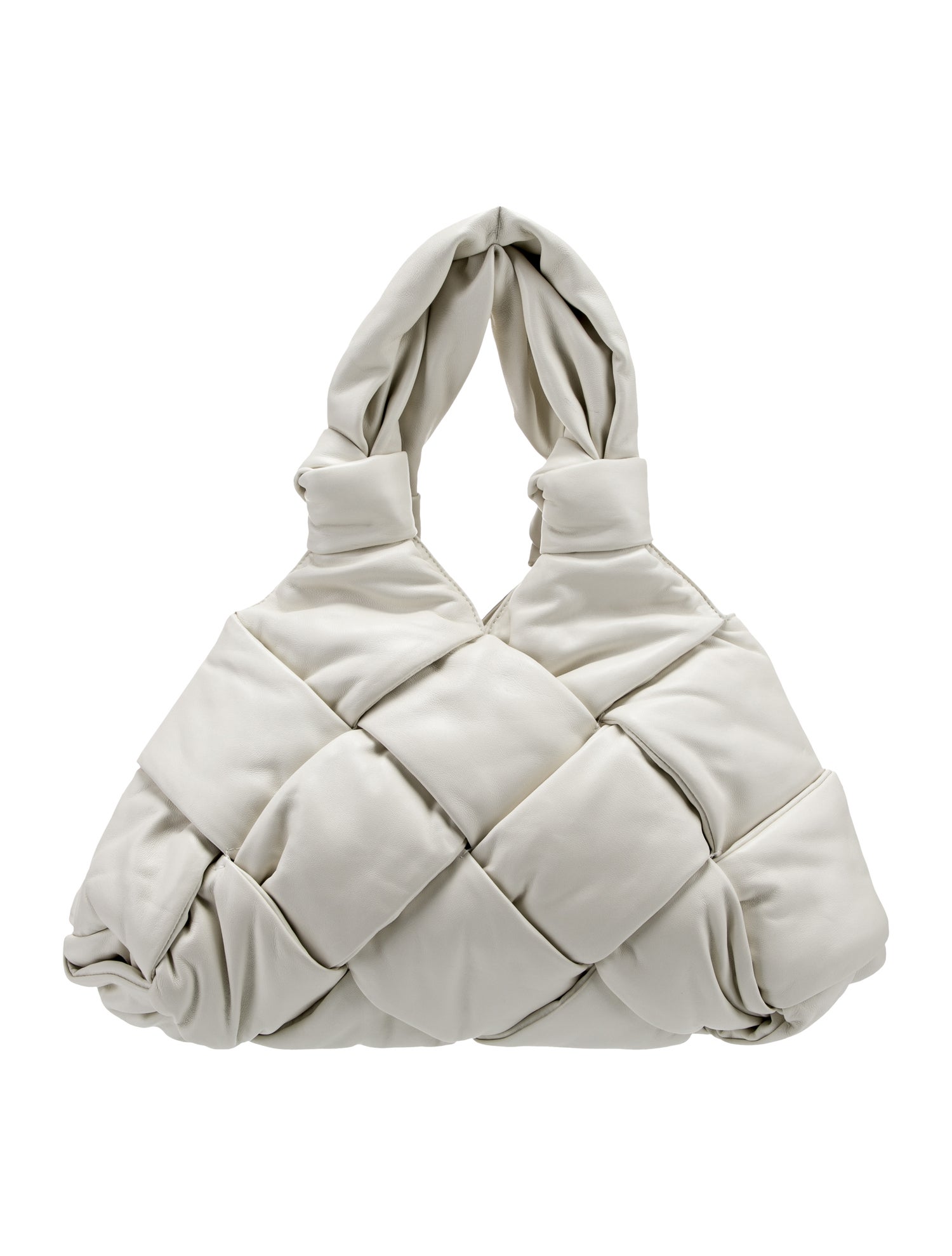 Bottega Veneta Padded Lock Small Woven Tote Bag - White Shoulder Bags ...