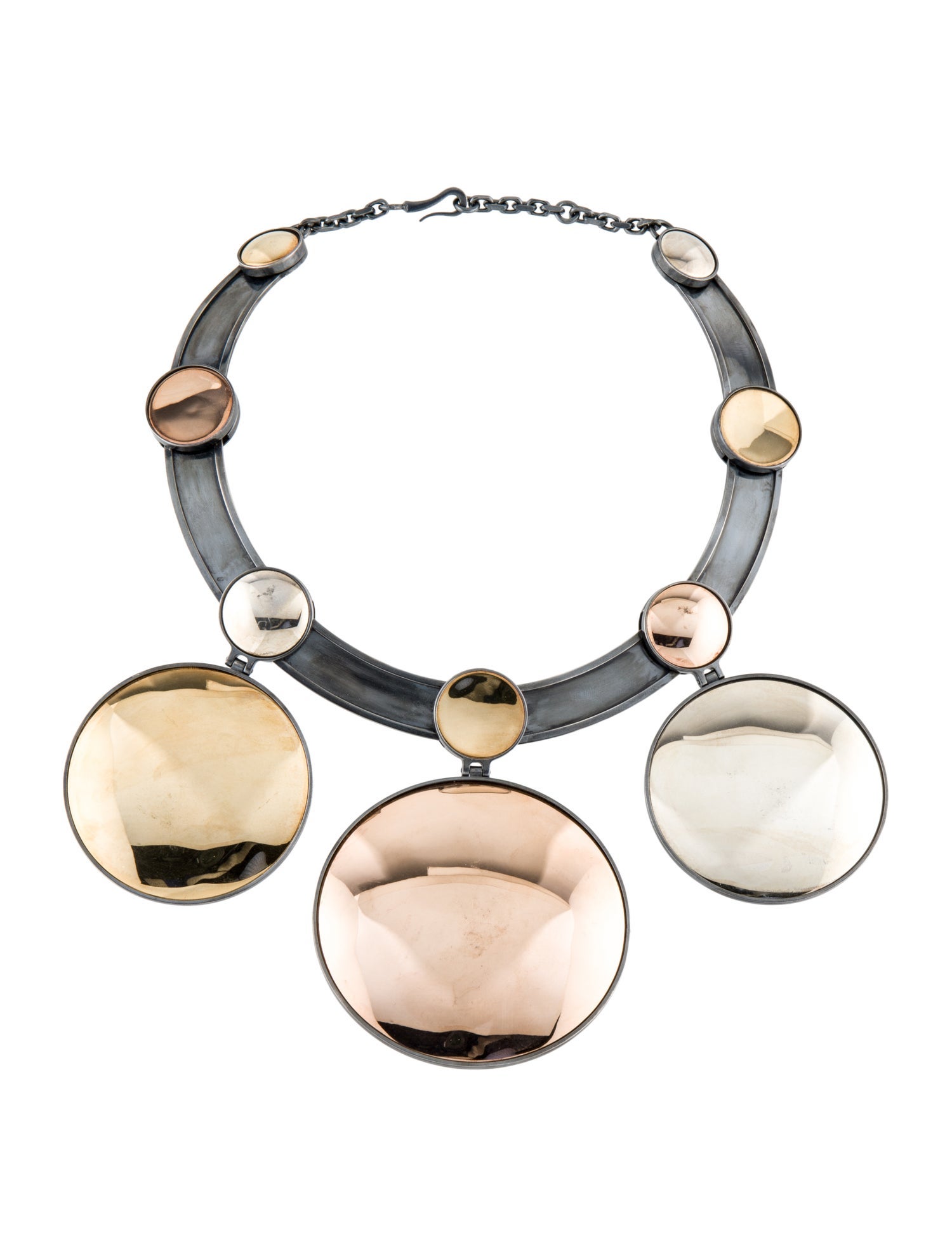 Bottega Veneta Disc Collar Necklace - Sterling Silver Collar, Necklaces ...