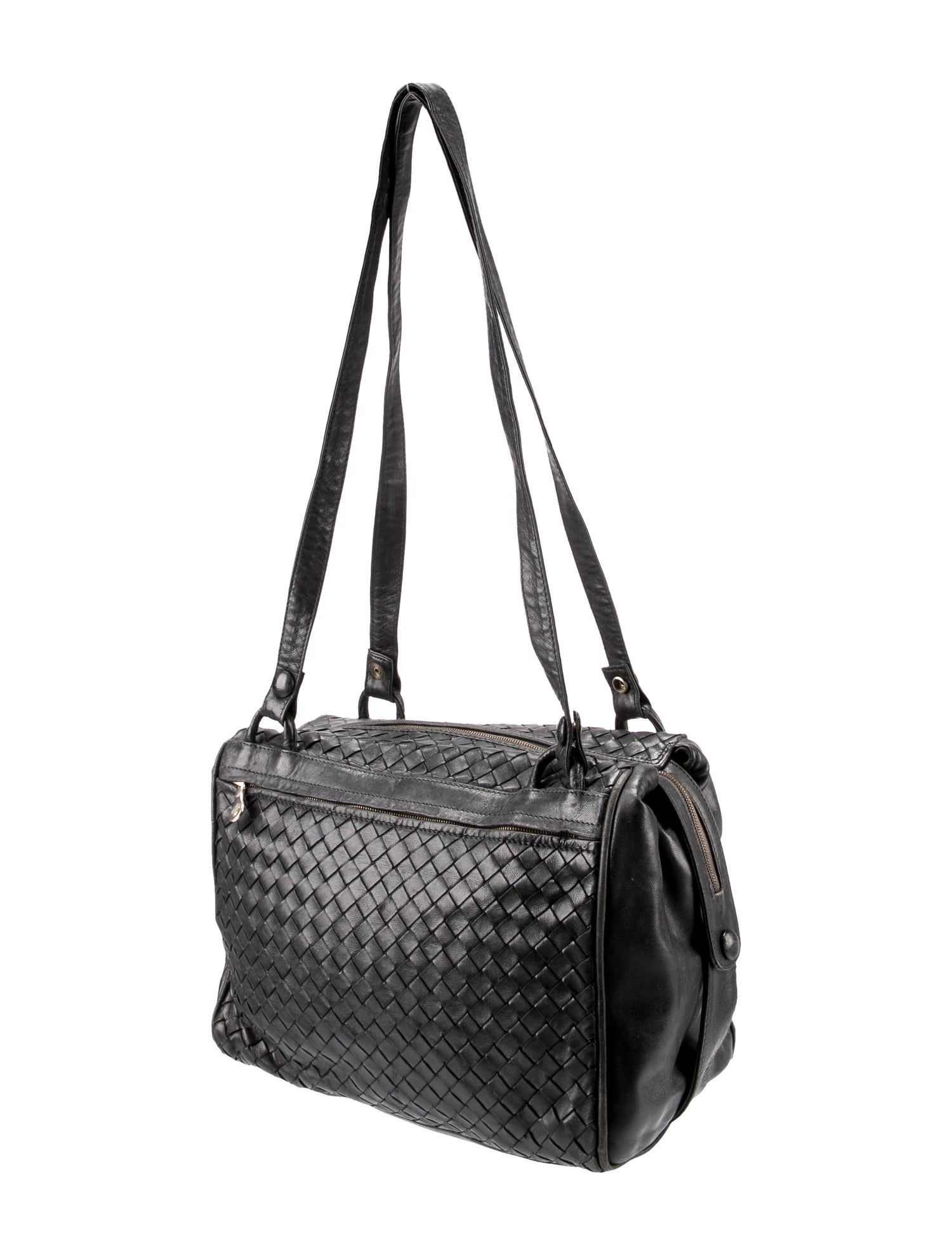 Bottega Veneta Vintage Intrecciato Shoulder Bag - Black Shoulder Bags ...