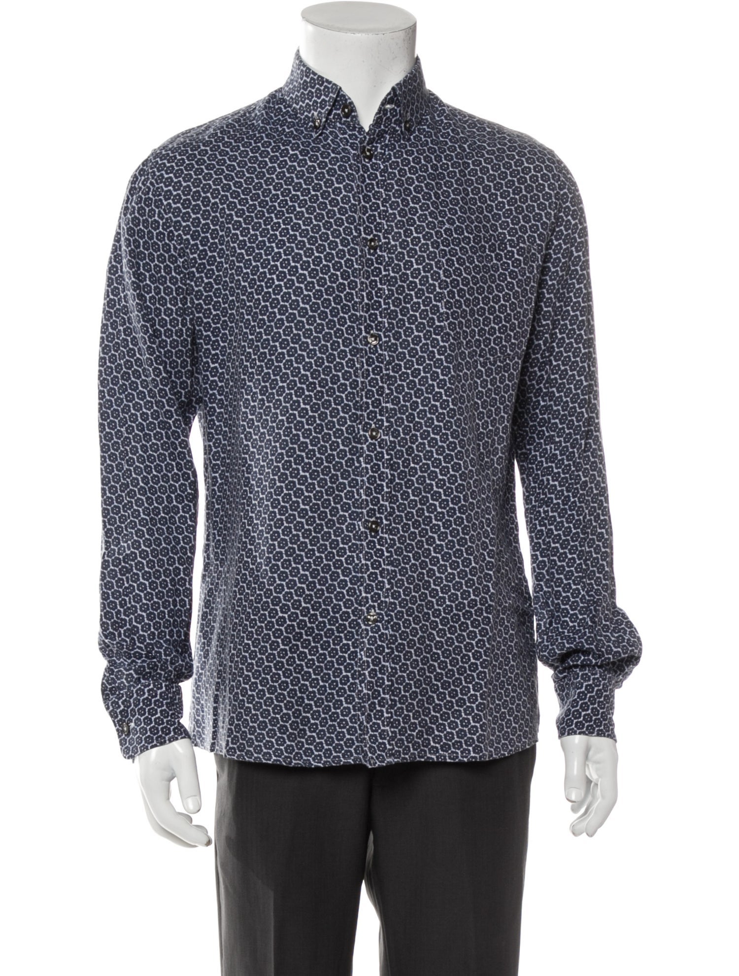 Bottega Veneta Printed Long Sleeve Shirt - Blue Casual Shirts, Clothing ...
