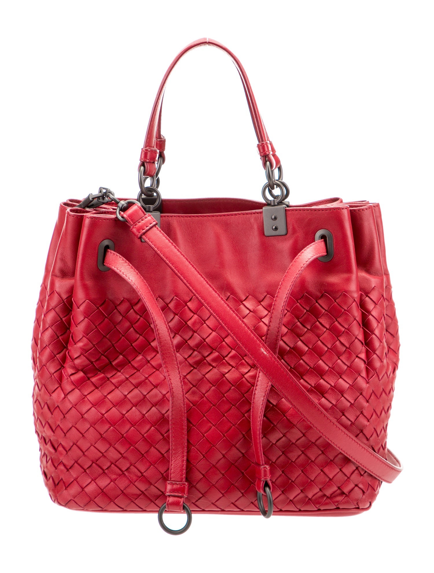 Bottega Veneta Intrecciato Bucket Bag - Red Bucket Bags, Handbags ...