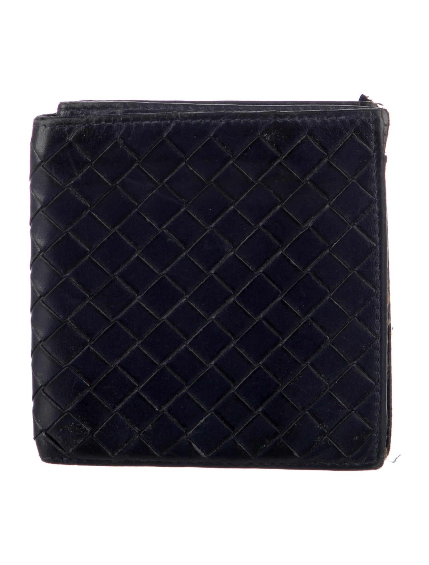 Bottega Veneta Intrecciato Weave Leather Bifold Wallet - Blue Wallets ...
