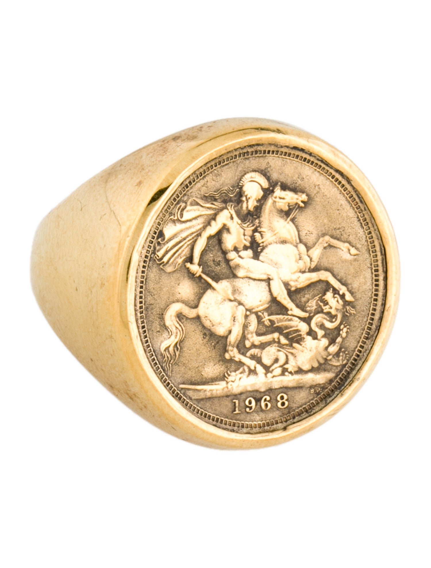 Bottega Veneta Horseman Thick Round Signet Ring - Gold-Tone Metal ...