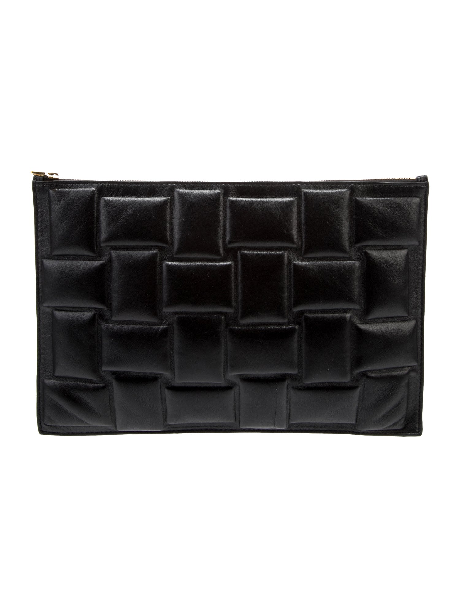Bottega Veneta Padded Intrecciato Medium Flat Clutch - Black Clutches ...