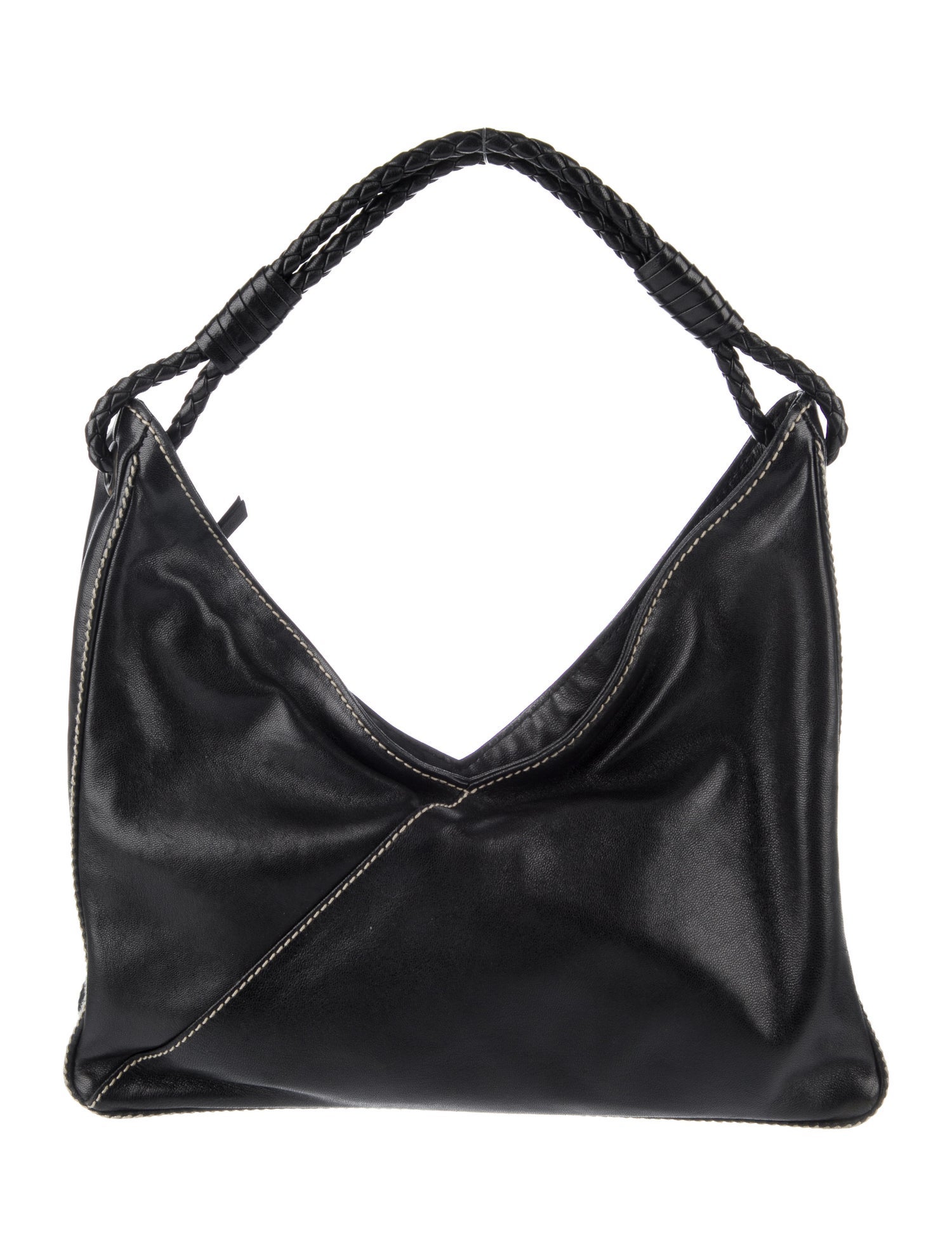 Bottega Veneta Leather Hobo Bag - Black Hobos, Handbags - BOT256333 ...