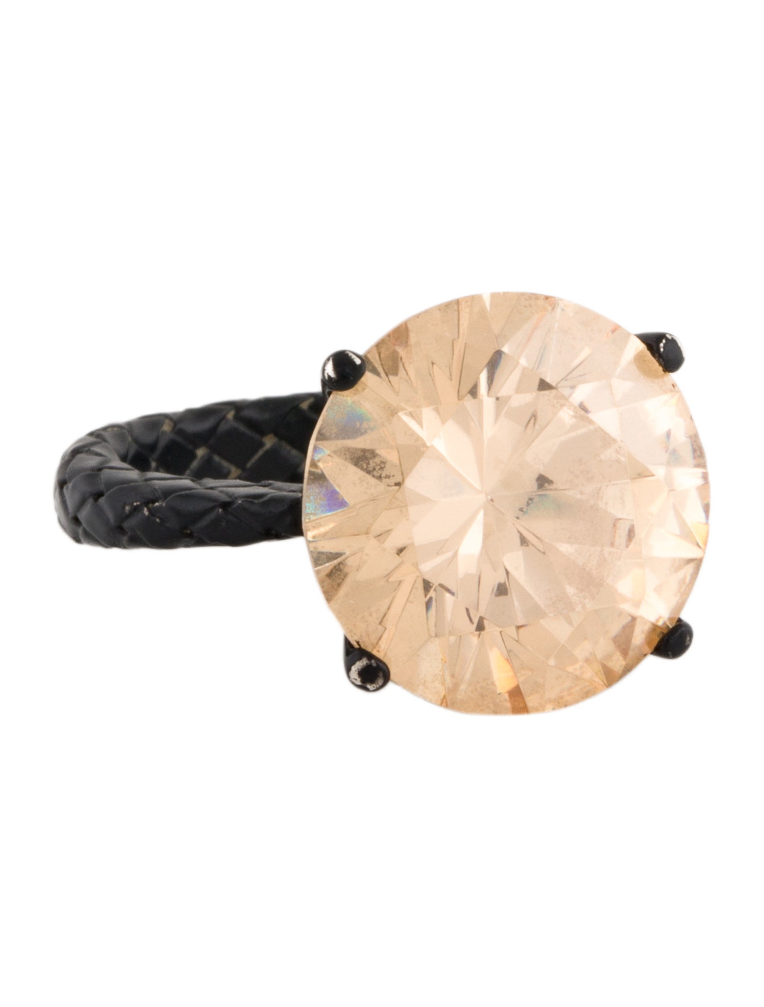 Bottega Veneta Crystal Intrecciato Cocktail Ring - Orange, Sterling ...