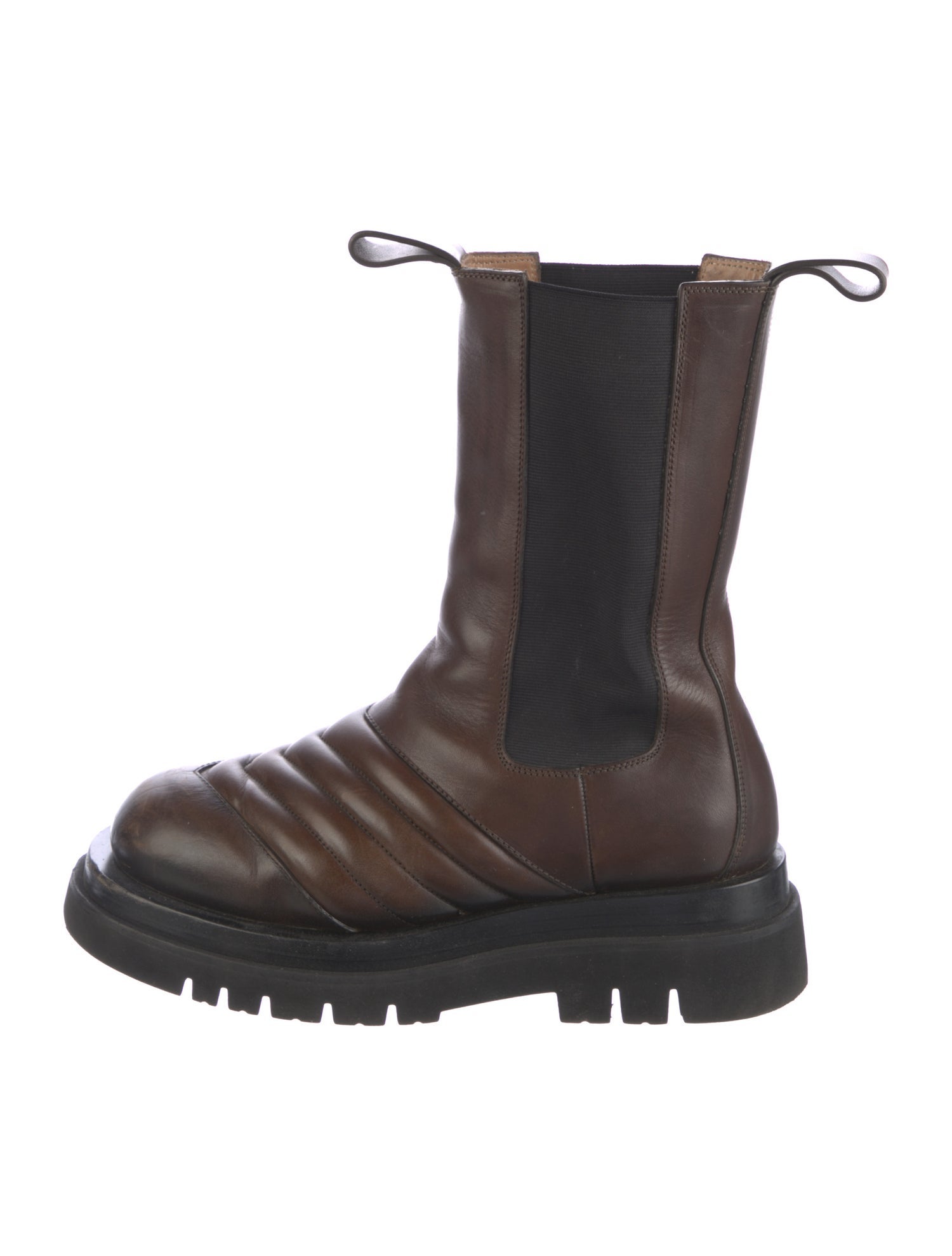 Bottega Veneta Leather Colorblock Pattern Combat Boots - Brown Boots ...