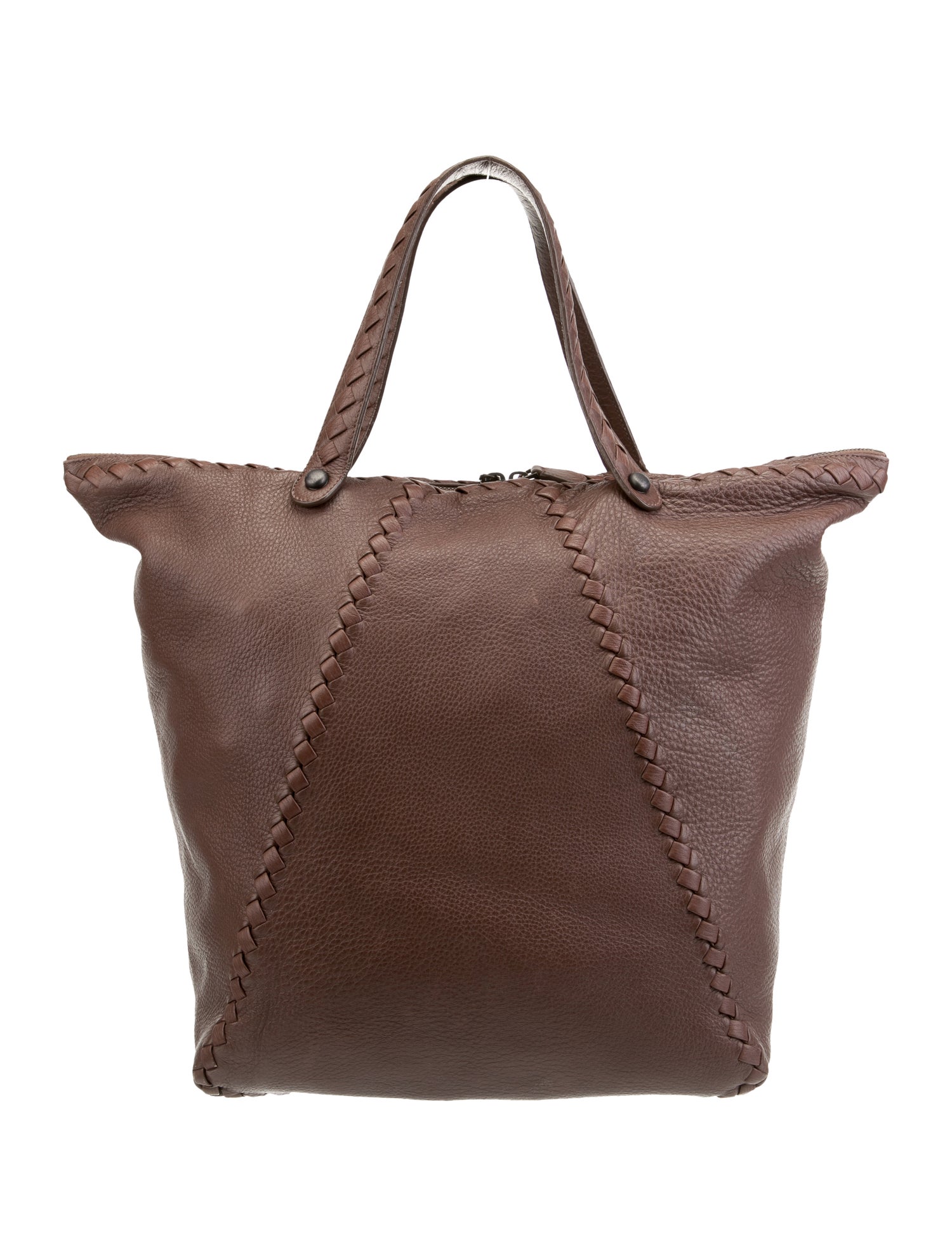 Bottega Veneta Intrecciato-Trimmed Cervo Tote - Brown Totes, Handbags ...