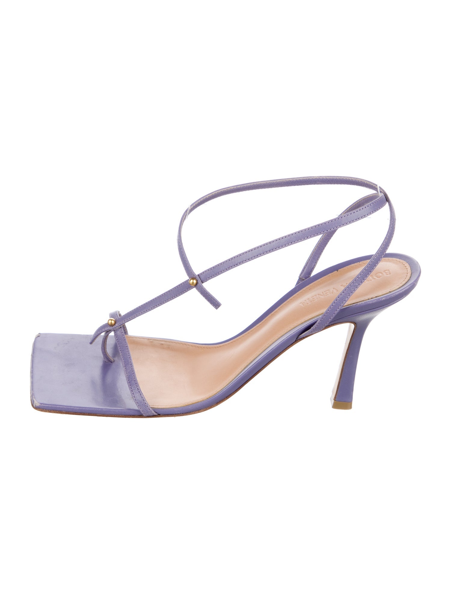 Bottega Veneta Leather Colorblock Pattern Sandals - Purple Sandals ...