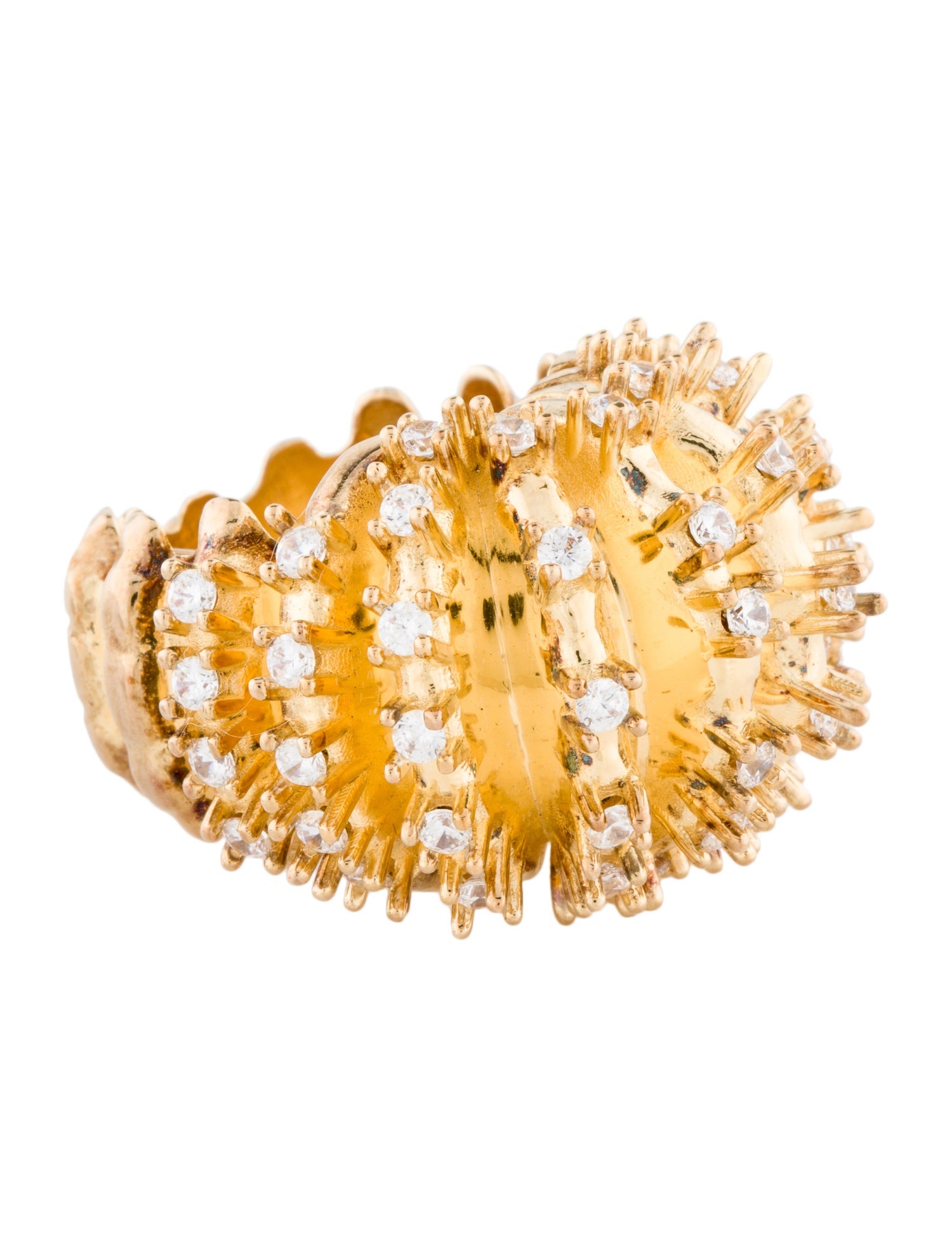 Bottega Veneta Crystal Fern Cocktail Ring - 18K Vermeil Cocktail Ring ...