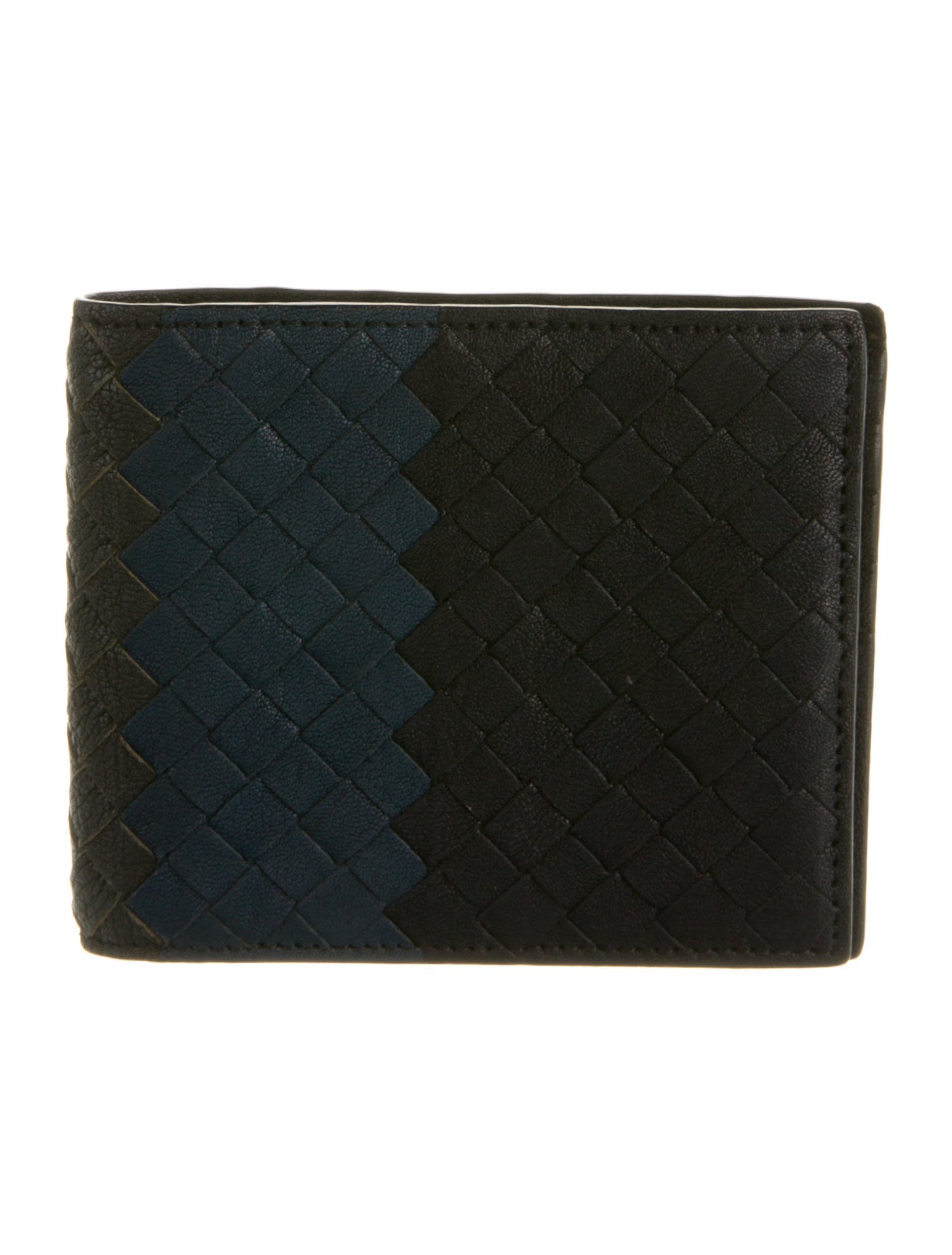 Bottega Veneta Intrecciato Weave Leather Bifold Wallet - Blue Wallets ...