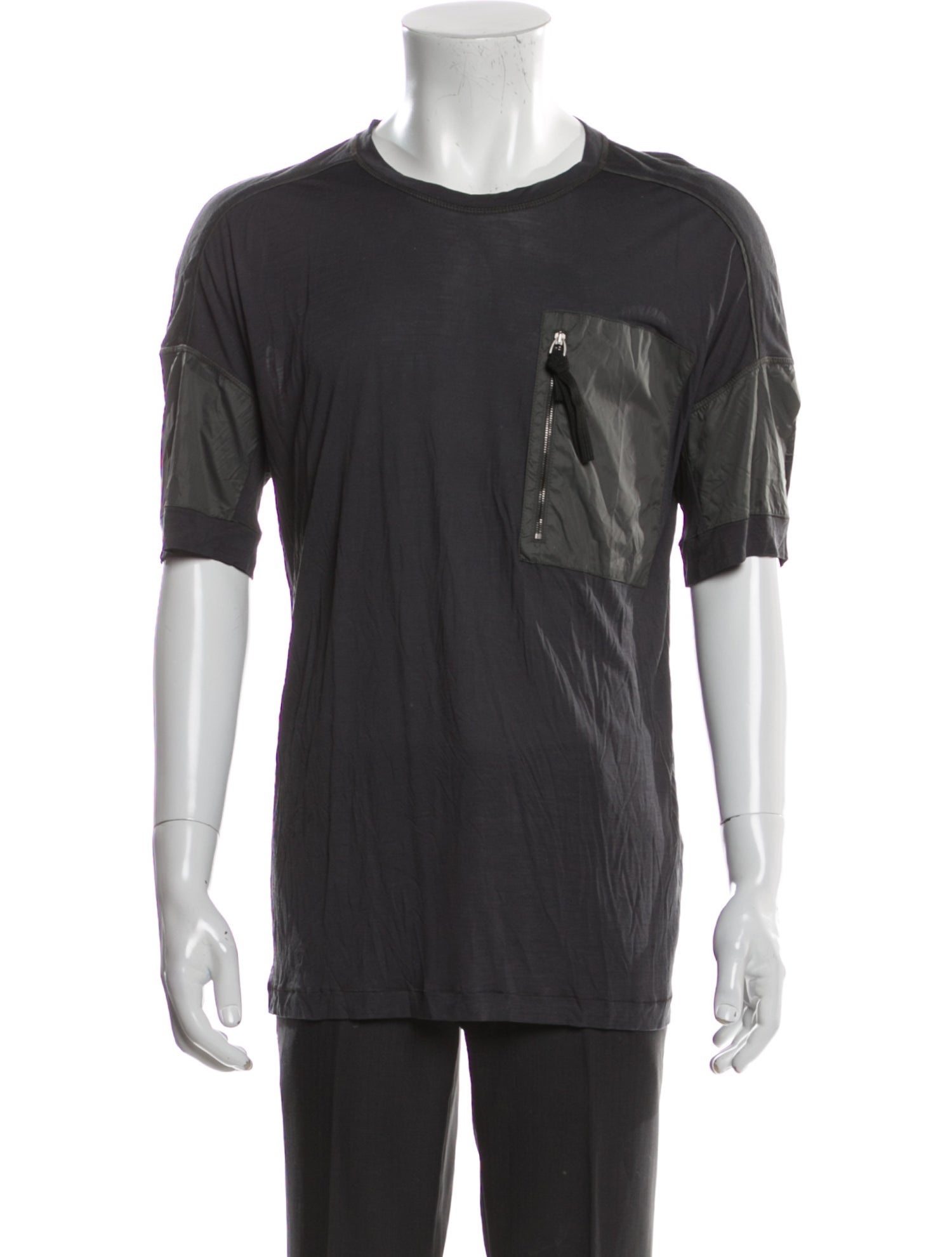 Bottega Veneta Colorblock Pattern Crew Neck T-Shirt - Grey T-Shirts ...