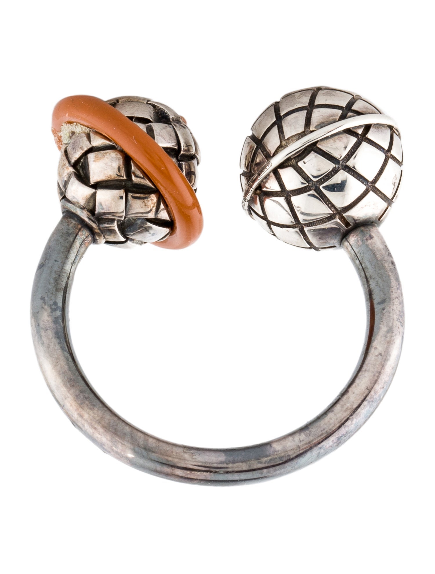 Bottega Veneta Enamel Double Globe Ring - Orange, Sterling Silver ...