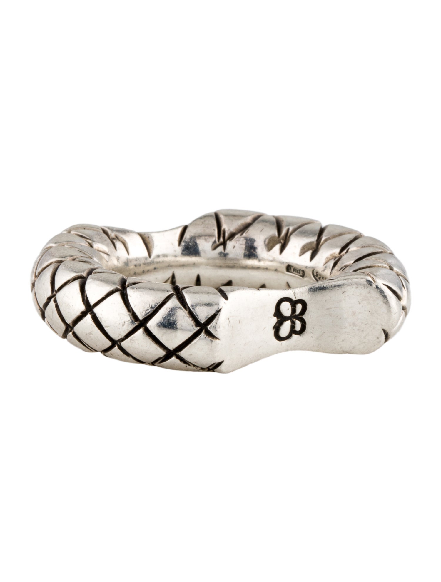 Bottega Veneta Intrecciato Band Ring - Sterling Silver Band, Rings ...