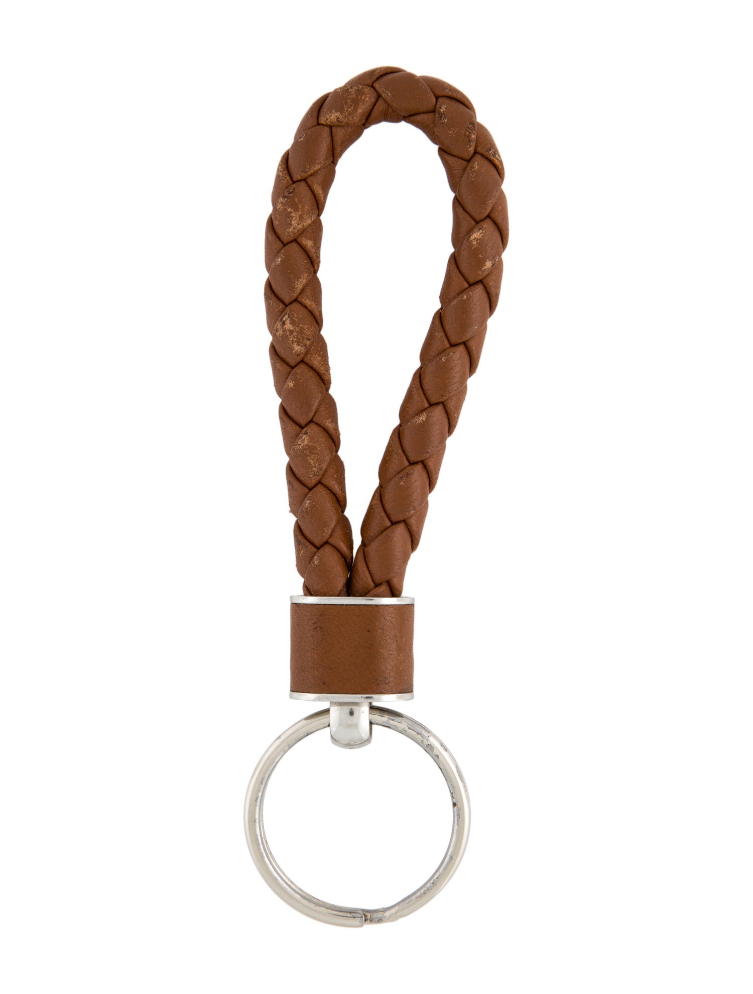 Bottega Veneta Leather Intrecciato Weave Key Ring - Brown Keychains ...