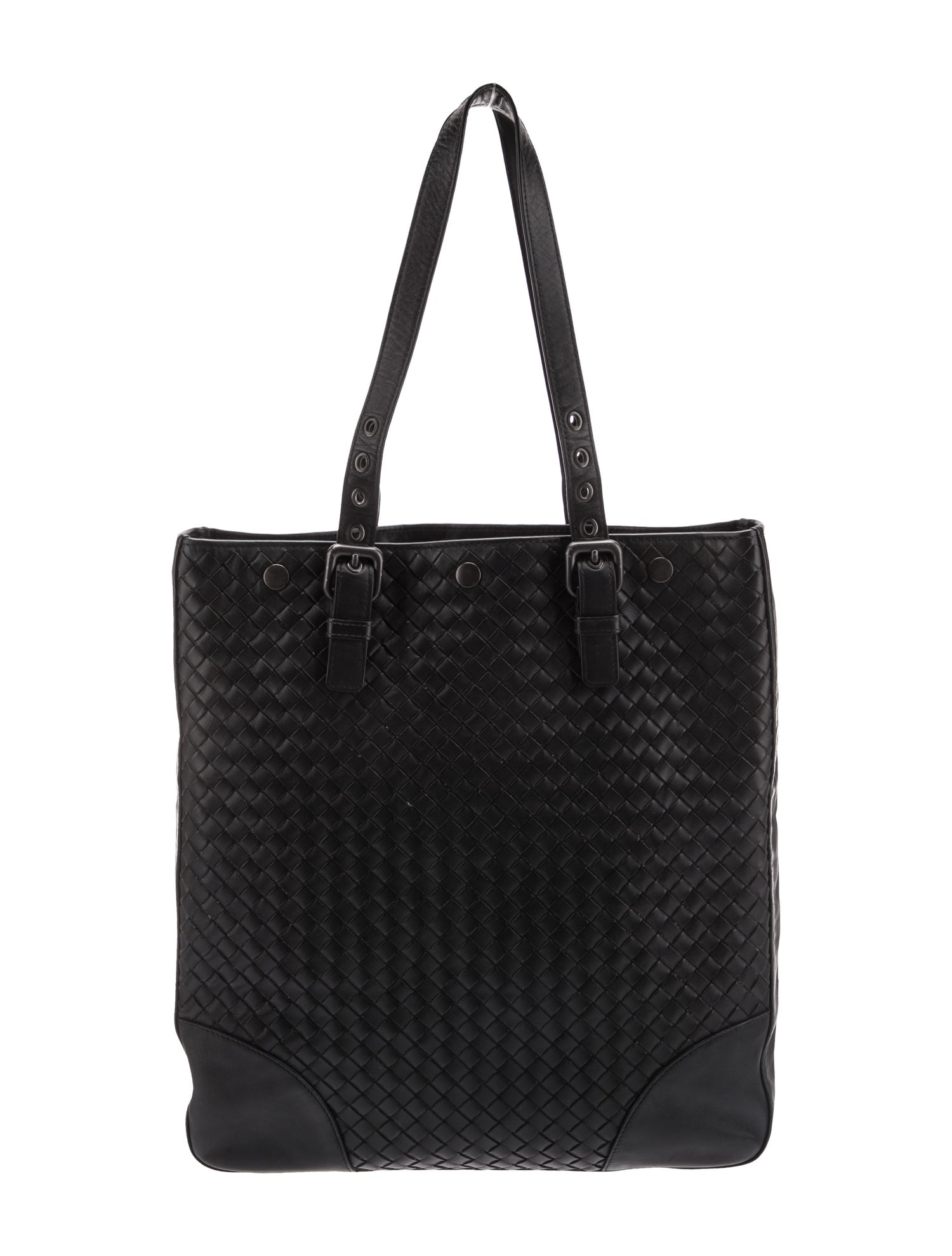 Bottega Veneta Intrecciato Leather-Trimmed Tote - Blue Totes, Handbags ...