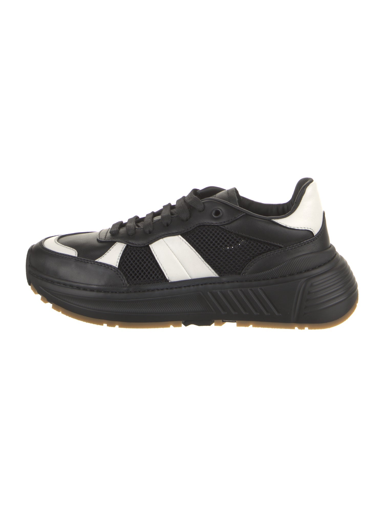 Bottega Veneta Leather Colorblock Pattern Sneakers - Black Sneakers ...