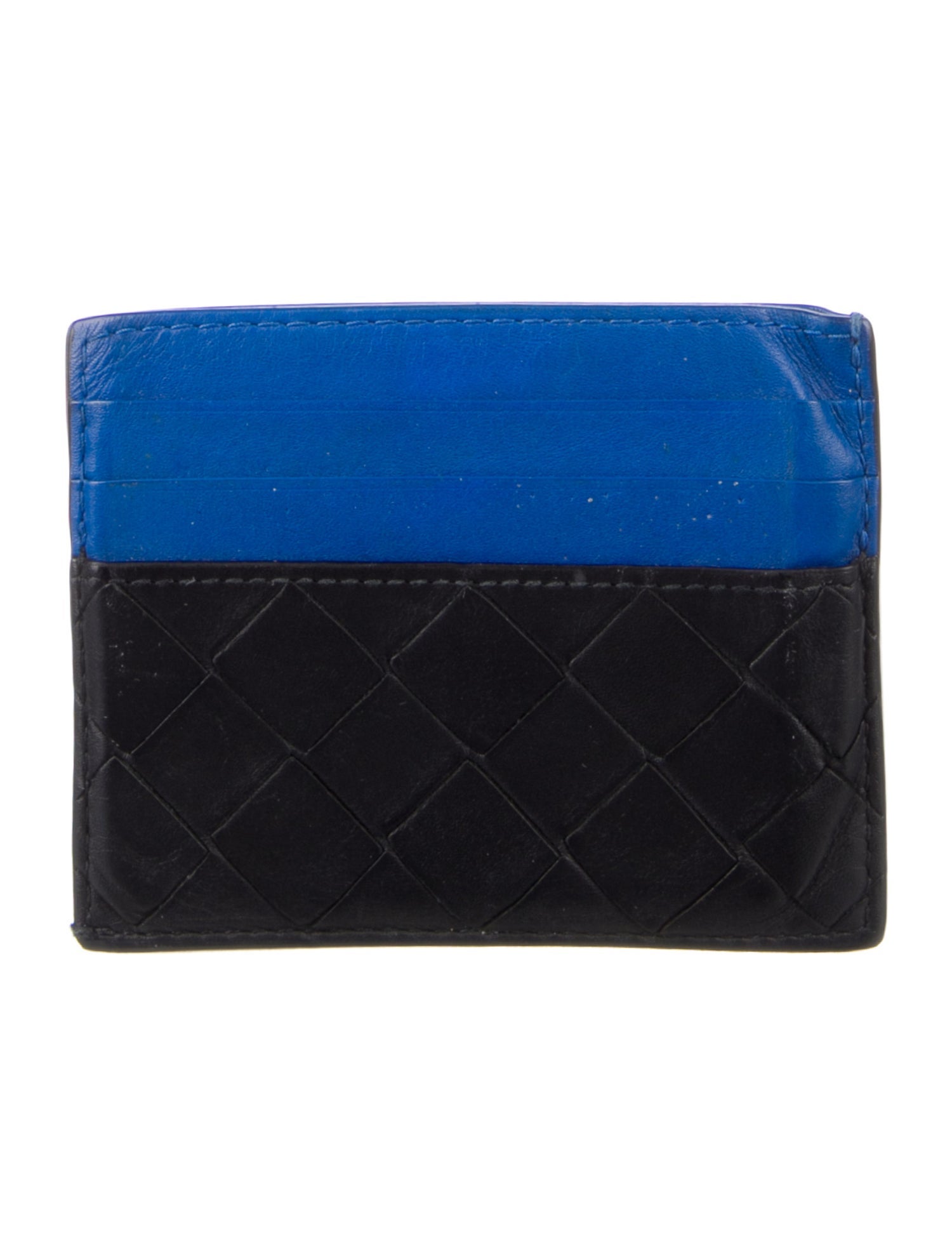 Bottega Veneta Card Holder Intrecciato Weave Card Holder - Blue Wallets ...