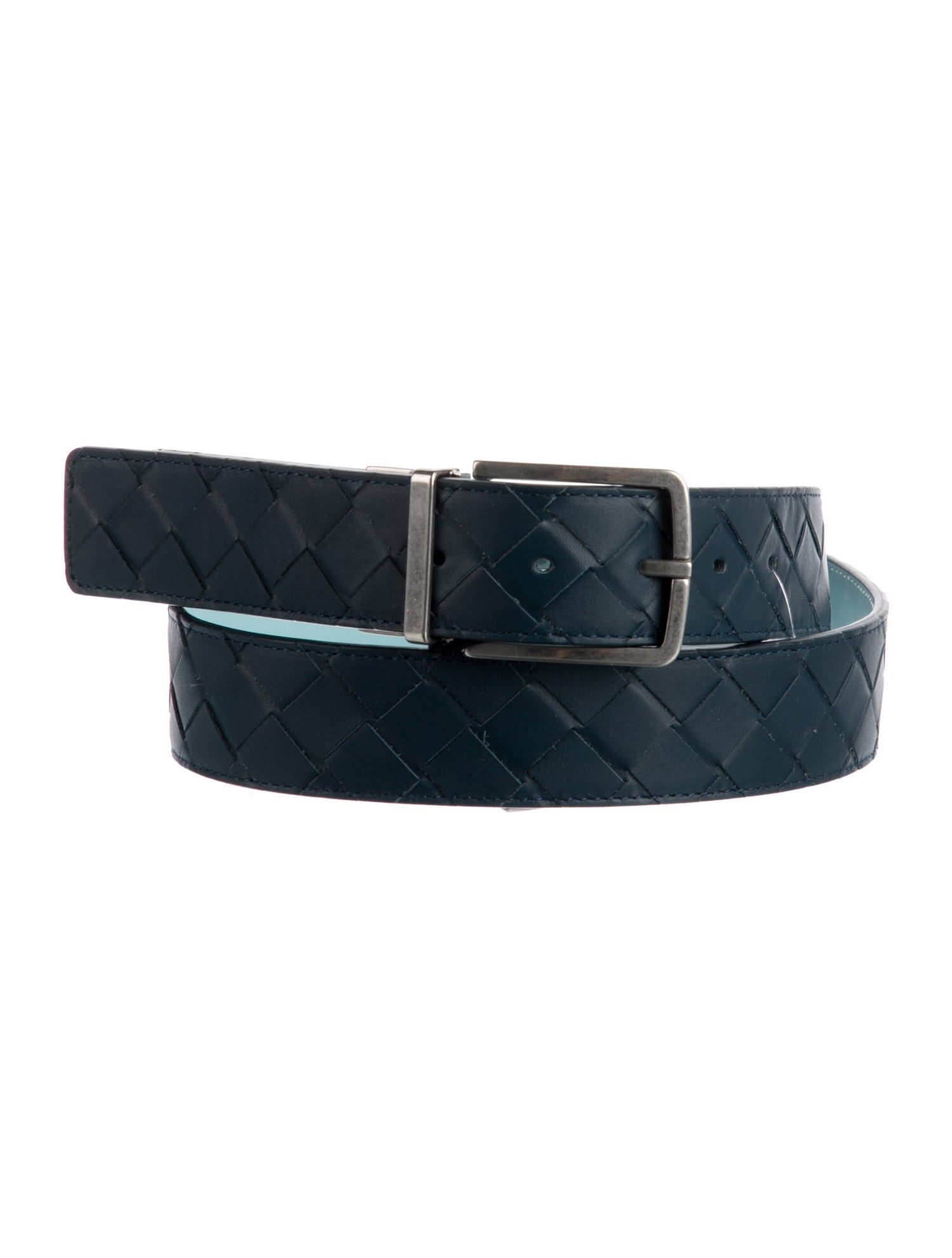 Bottega Veneta Intrecciato Weave Leather Belt w/ Tags - Blue Belts ...