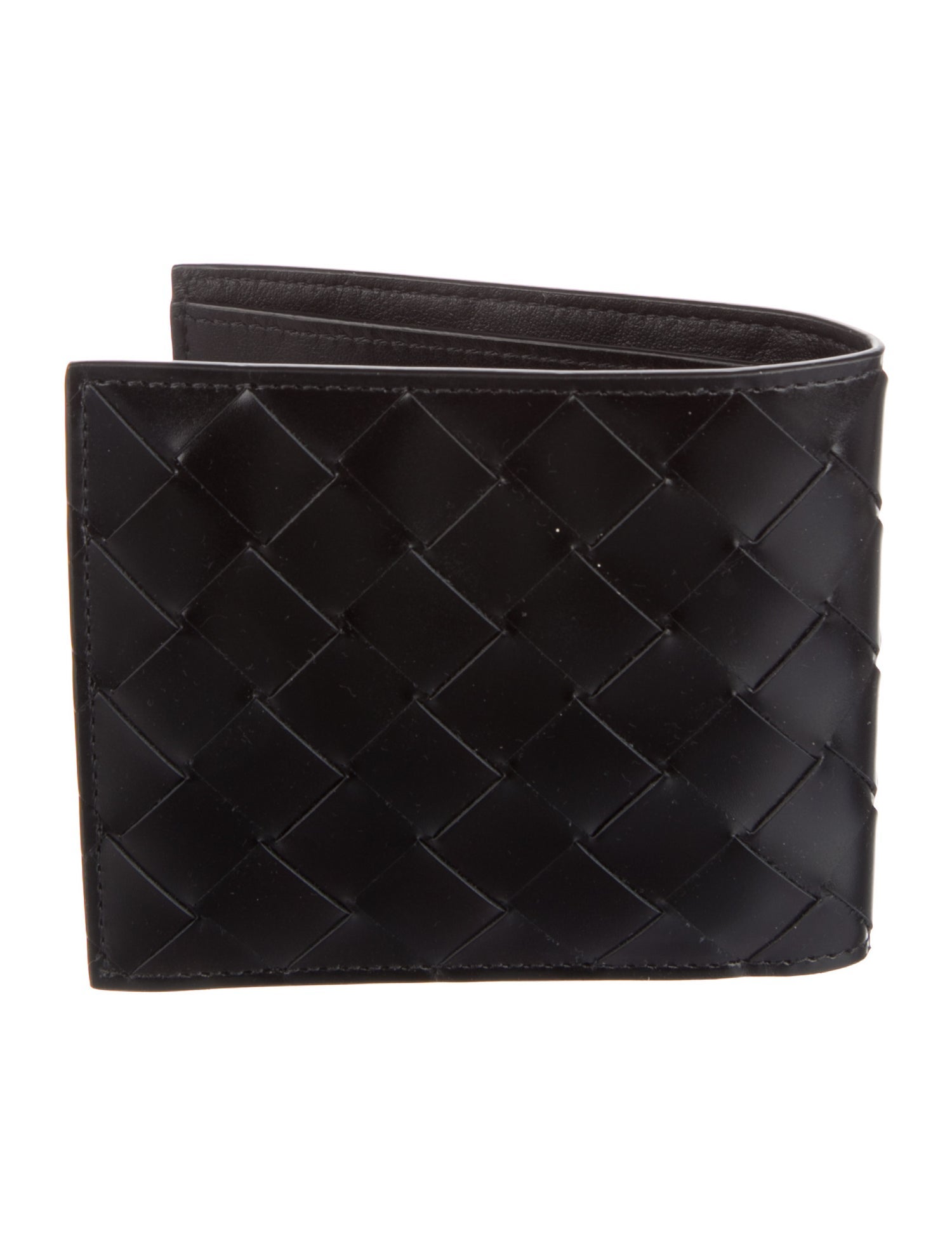 Bottega Veneta Intrecciato Weave Lambskin Bifold Wallet - Blue Wallets ...