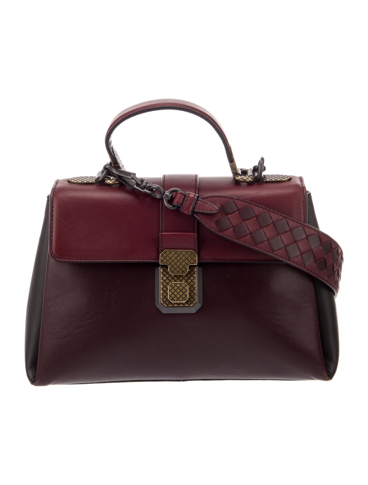 Bottega Veneta Intrecciato Piazza Bag Small - Burgundy Handle Bags ...