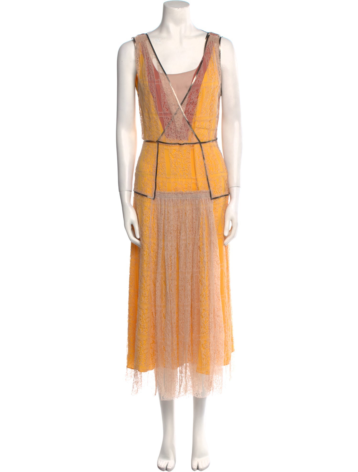 Bottega Veneta Silk Midi Length Dress - Yellow Dresses, Clothing ...