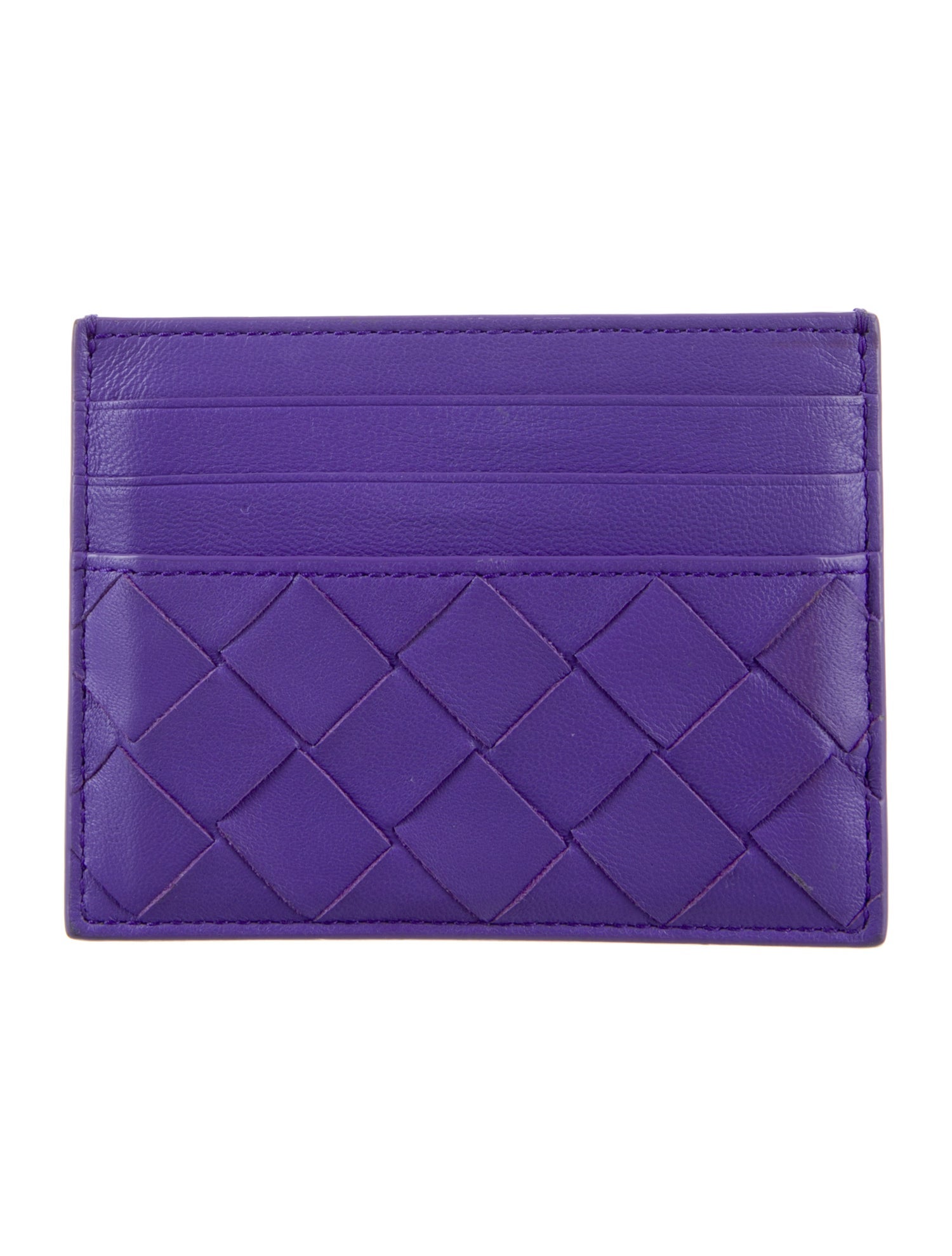 Bottega Veneta Intrecciato Weave Lambskin Compact Wallet w/ Tags - Blue ...