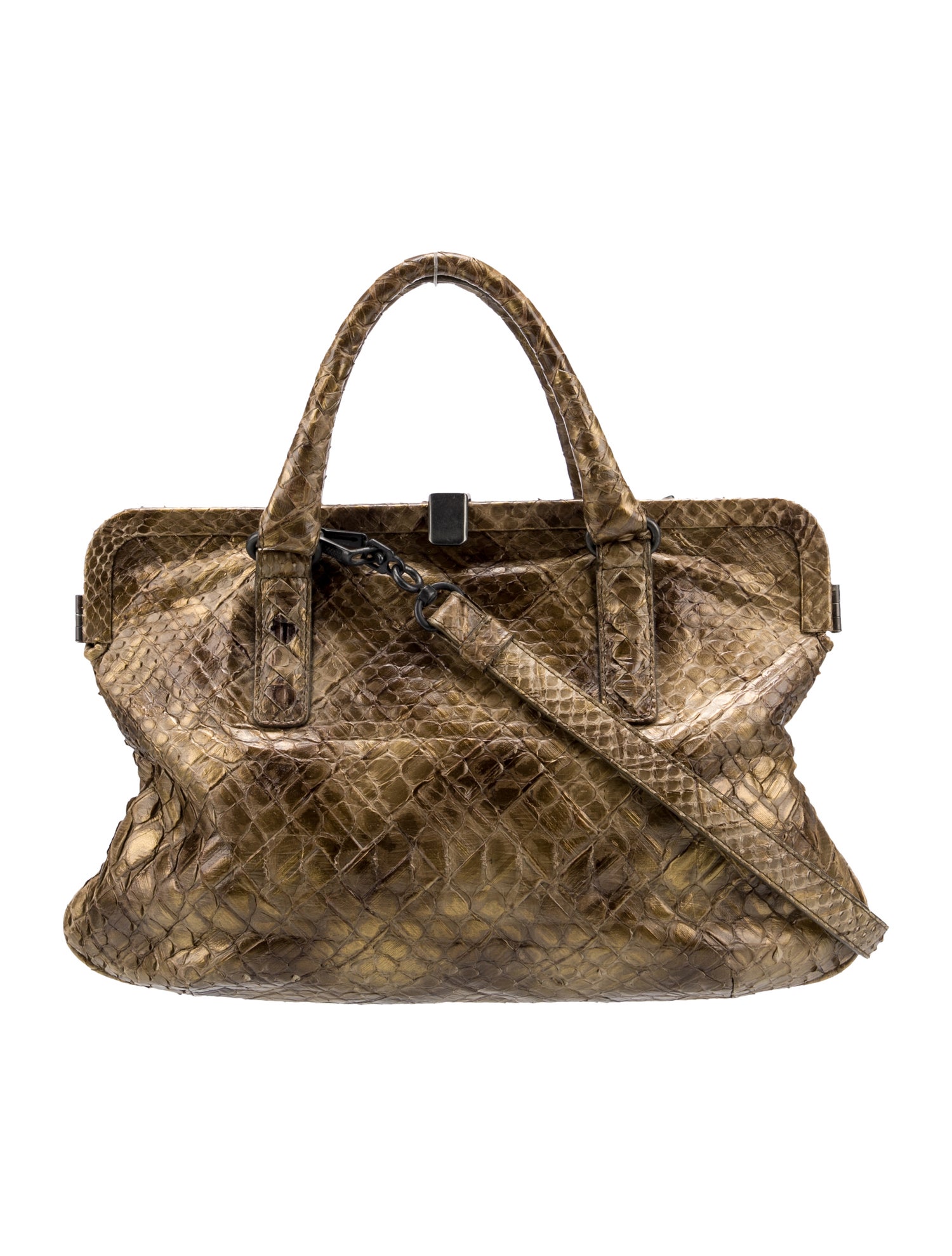 Bottega Veneta Python Top Handle Bag Vintage - Green Handle Bags ...