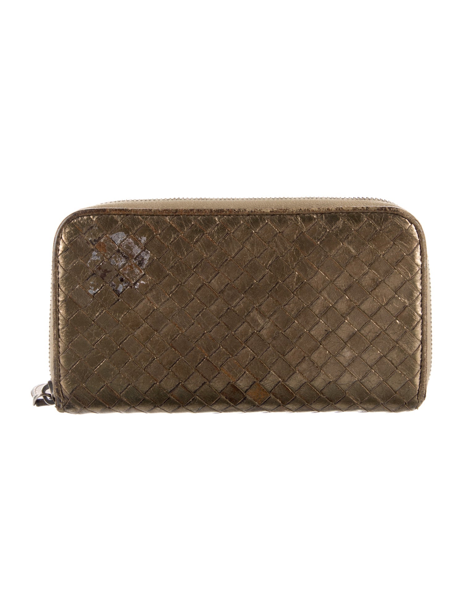 Bottega Veneta Vintage Intrecciato Weave Wallet - Gold Wallets ...