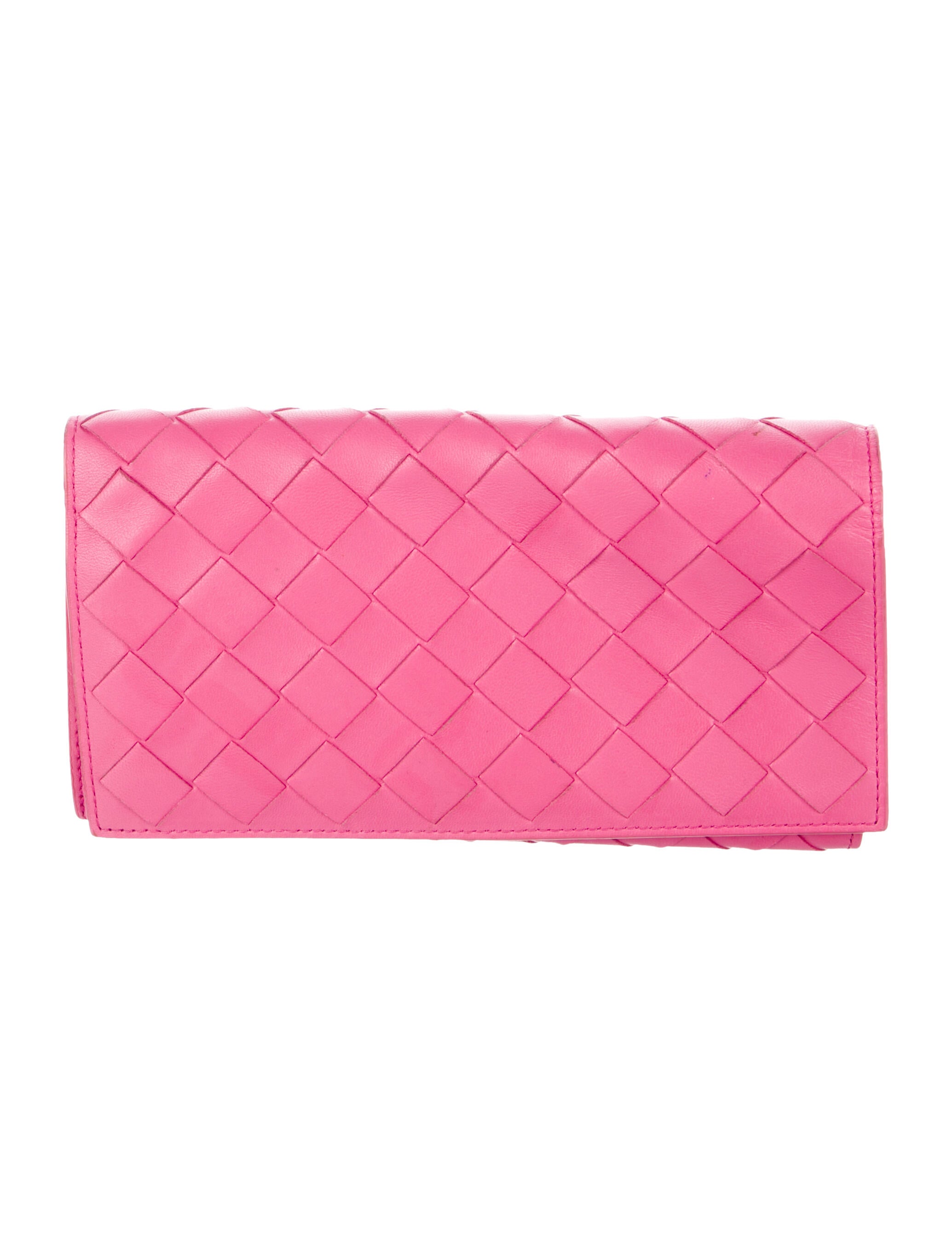 Bottega Veneta Intrecciato Weave Leather Compact Wallet - Pink Wallets ...
