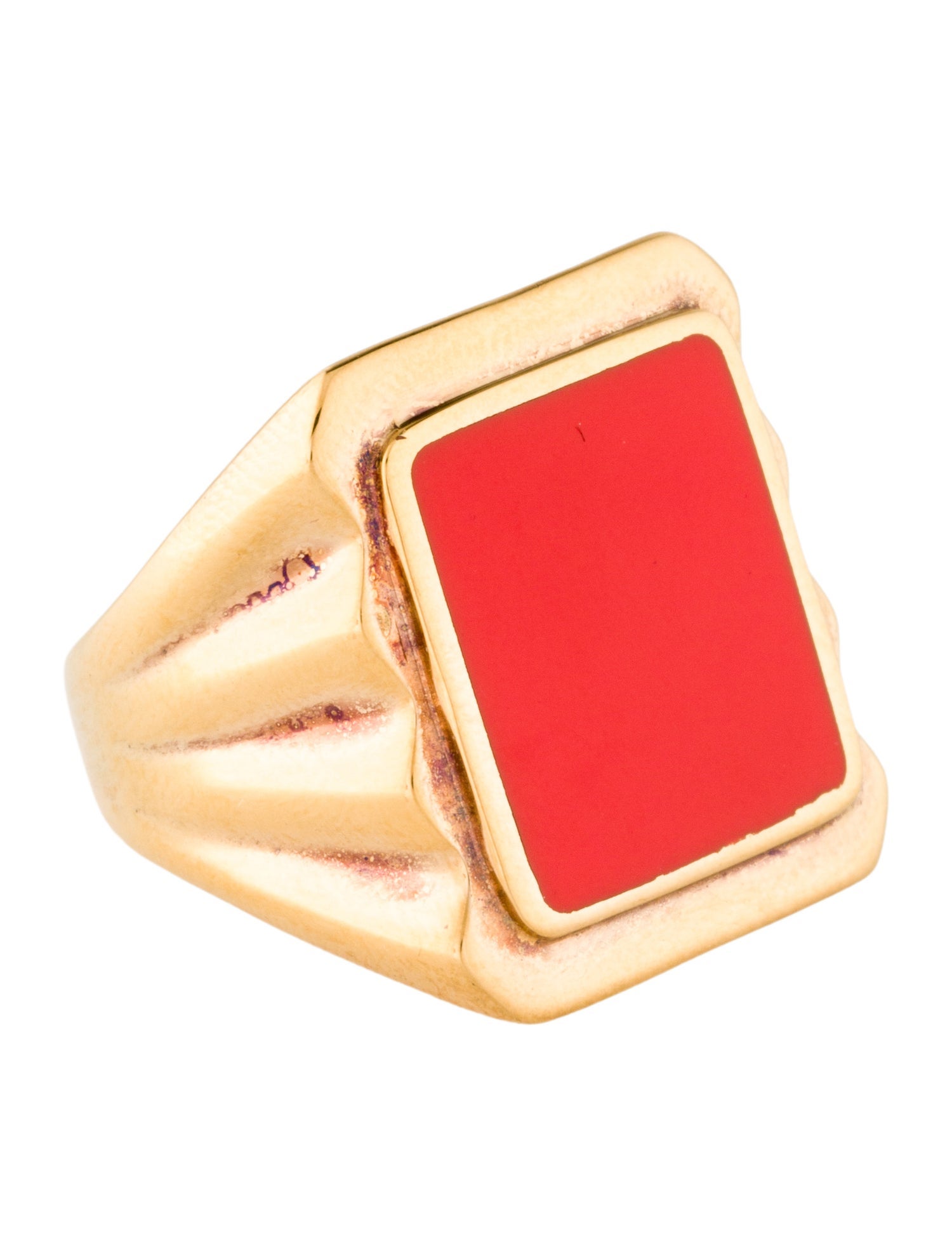 Bottega Veneta Enamel Signet Ring - Orange, Vermeil Signet Ring, Rings ...